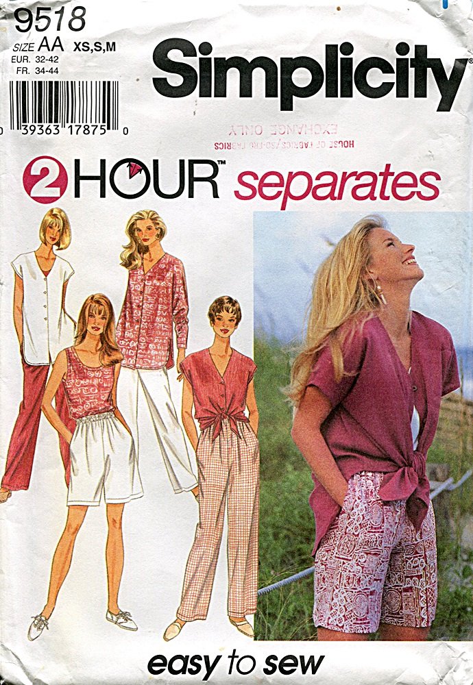 Amazon.com: Simplicity Pattern 9518 Misses' 2 Hour Separates, Size AA ...