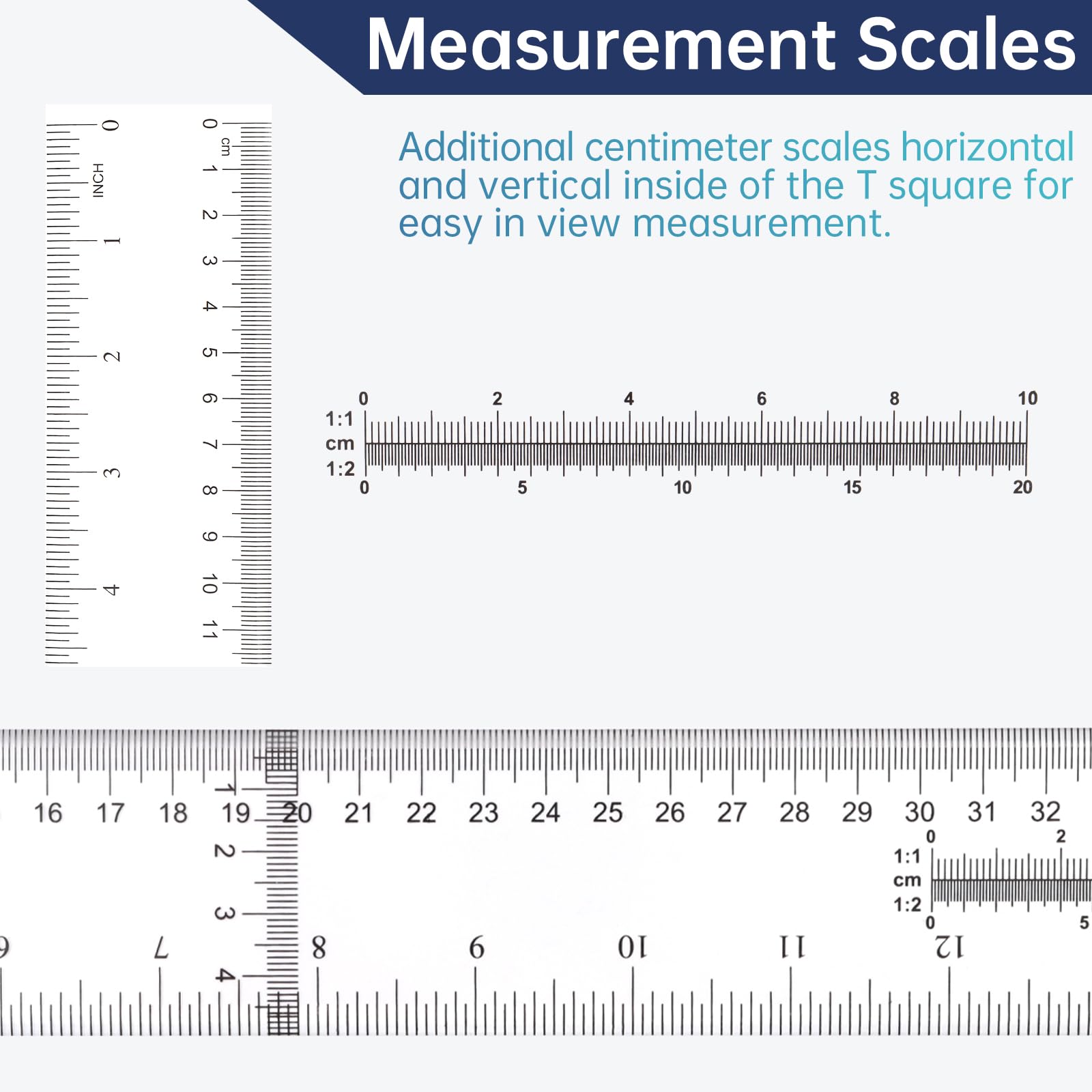 Smgda T Square Ruler, 60cm / 24Inches Acrylic T Shape Ruler ...