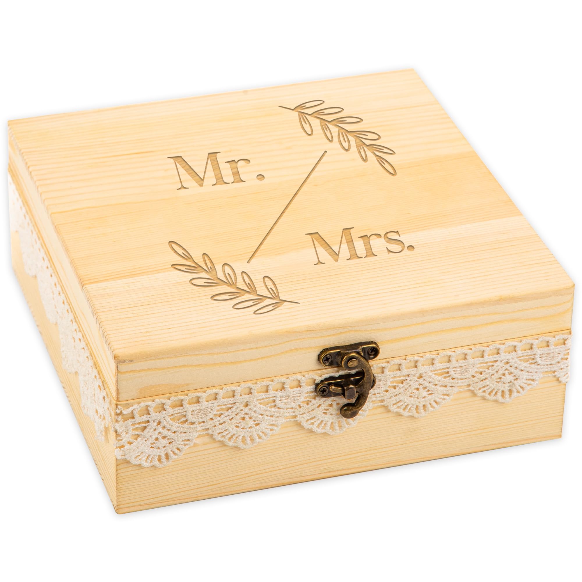 Amazon.com: Mostop Wedding Keepsake Box with Lid Wooden Storage Box ...