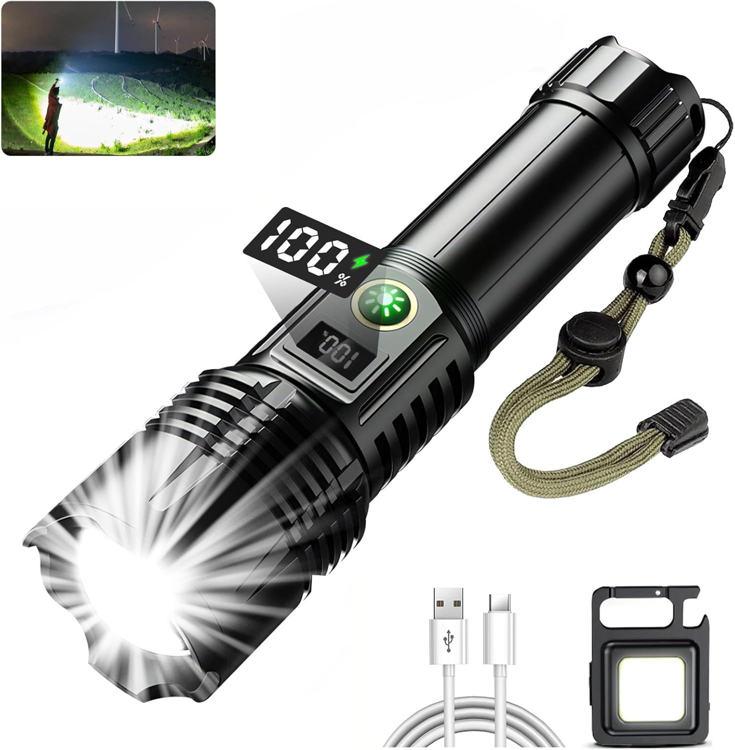 UNAGEA Rechargeable LED Torch,Super Bright 1000000 High Lumens Torches ...