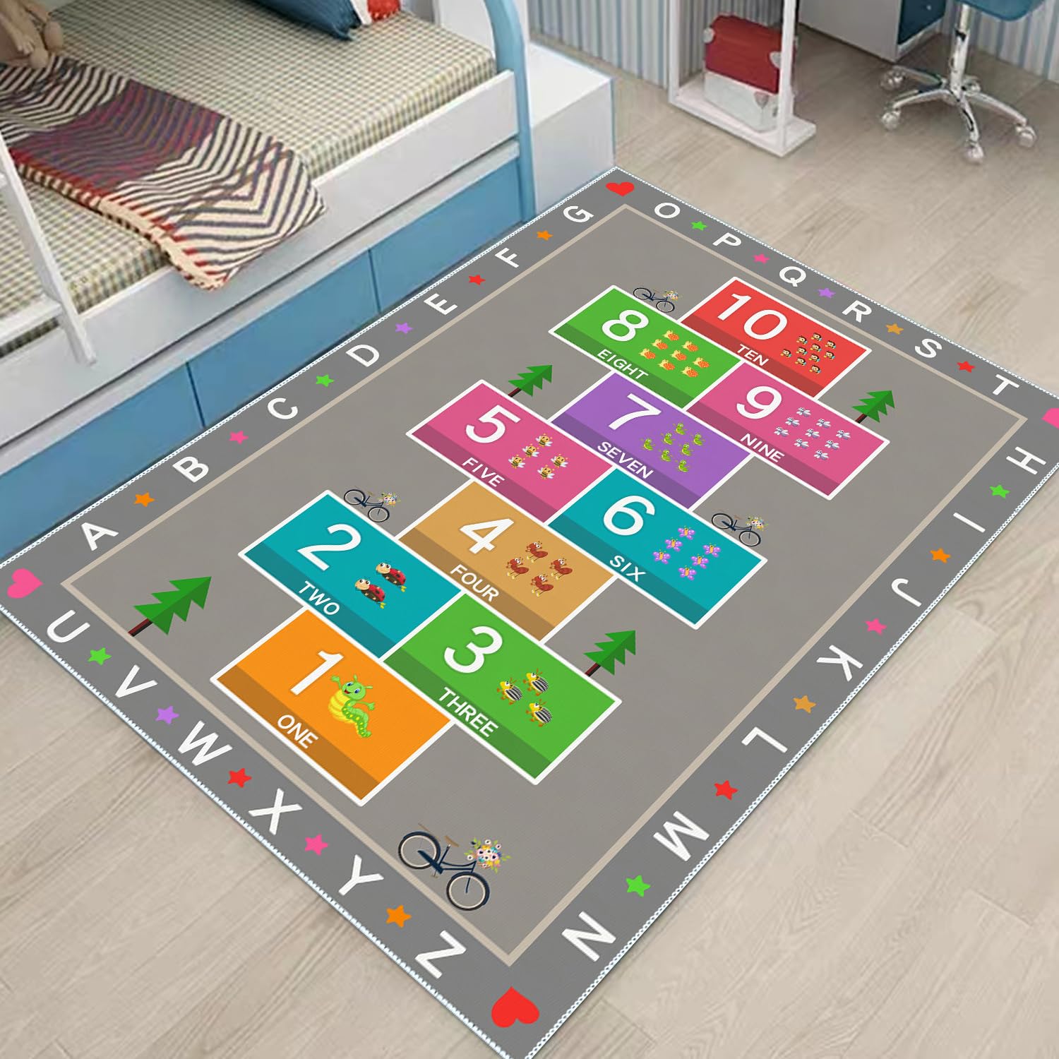 Amazon.com: YLZLDKH Hopscotch Play Rug Carpet for Kids, ABC Alphabet ...