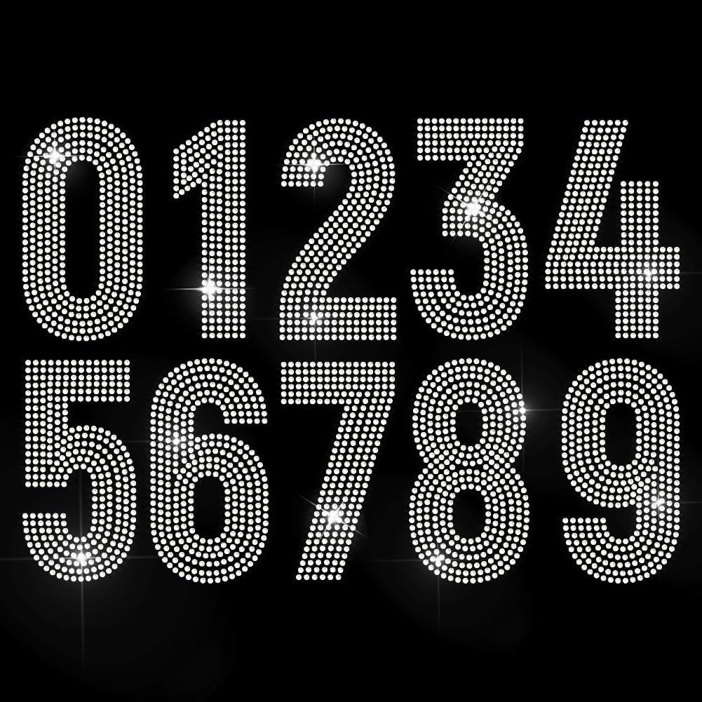 Amazon.com: MAYJOYDIY Bling Number Rhinestone Iron on Hotfix Transfer ...