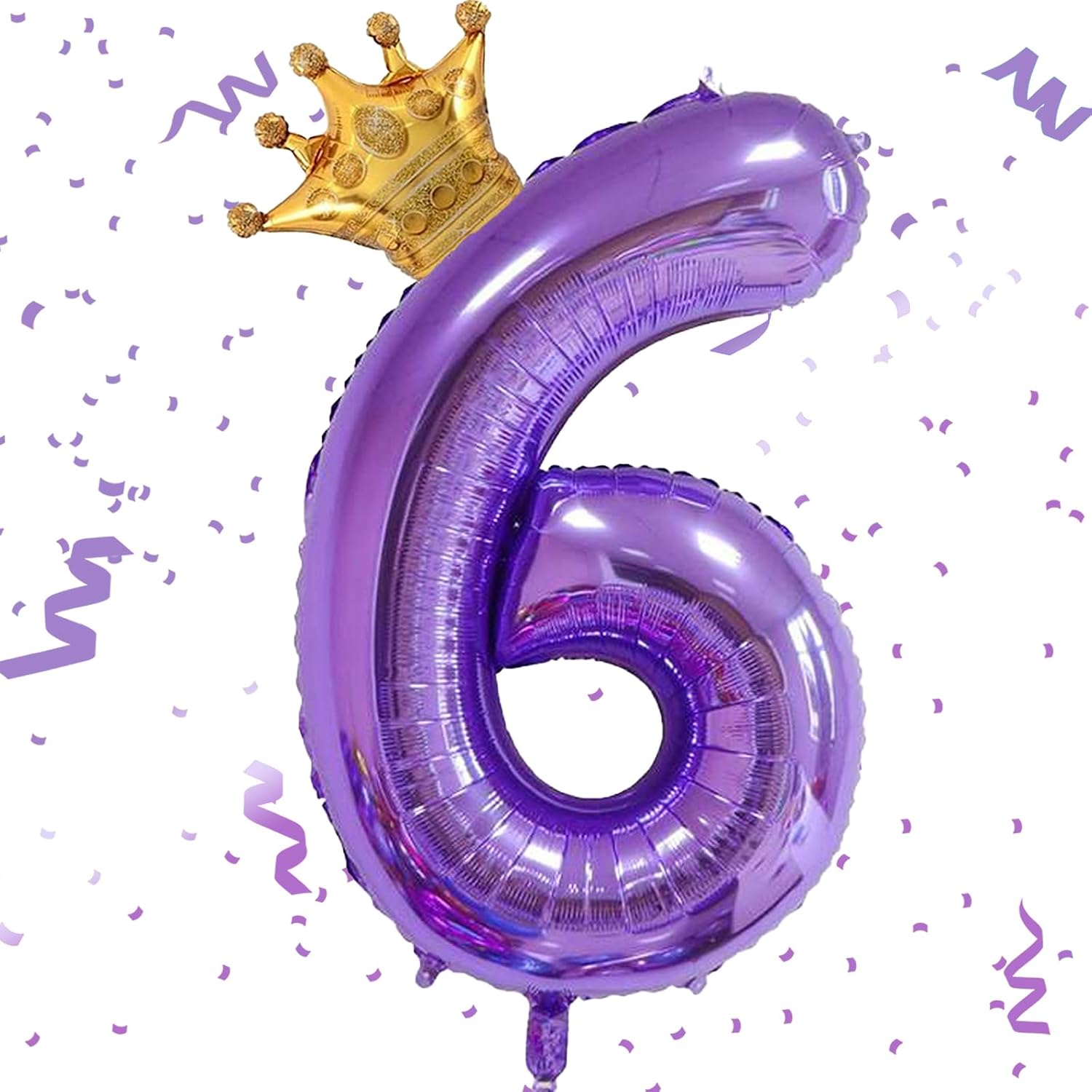 Amazon.com: Purple 6 Balloon 40 Inch,Giant Number 6 & Mini Crown ...