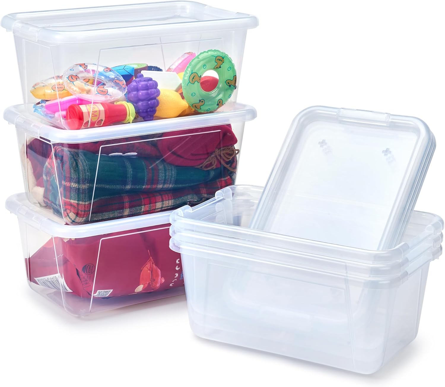 GAMENOTE Plastic Storage Bins with Lids - 5 Qt, 6 Pack Clear Small ...