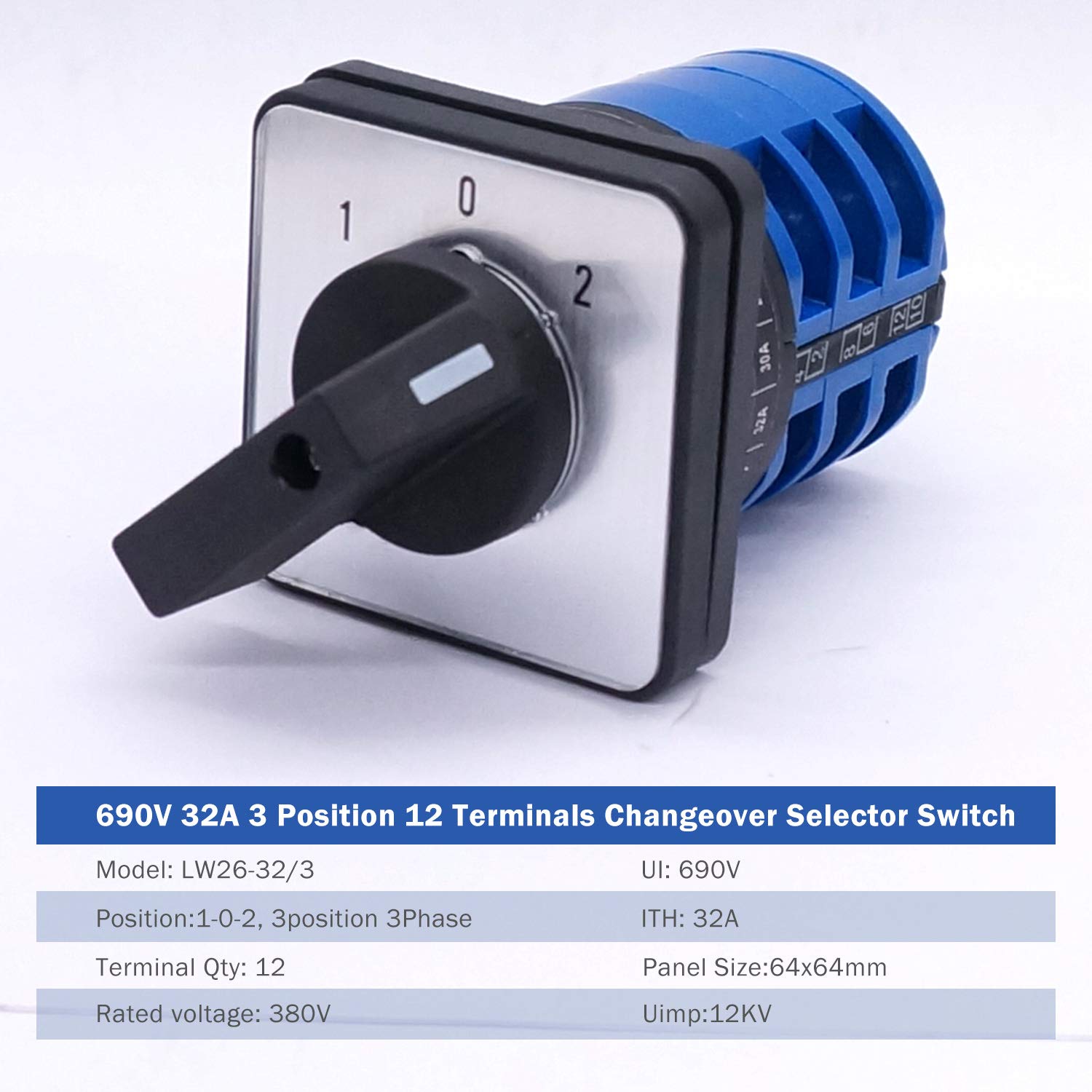 Snapklik.com : Universal Changeover Switch 32A 690V 3 Position 12 ...
