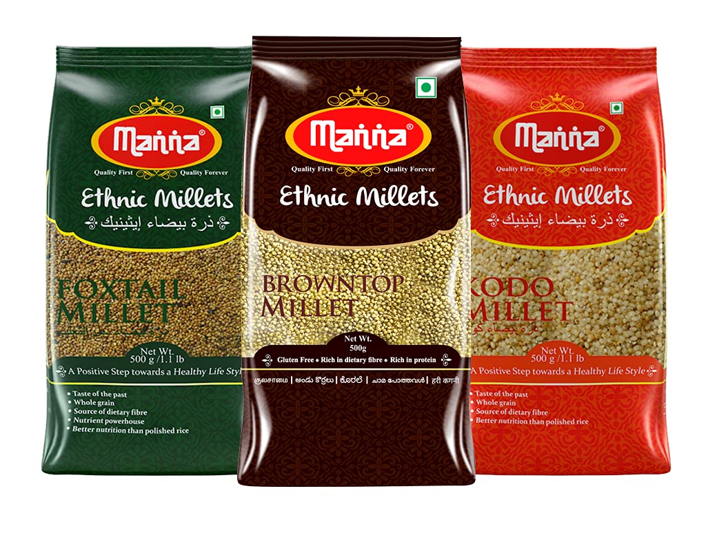 Manna Millets Combo Pack Of 3 With Browntop Natural Grains | Desertcart ...