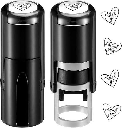 Amazon.com: Supervitae 2 Pack Thank You Print Stamps Ink Stamper Mini ...