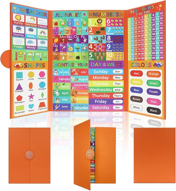 Amazon.com: Tri-fold Kids Educational Preschool Posters for Toddler ...