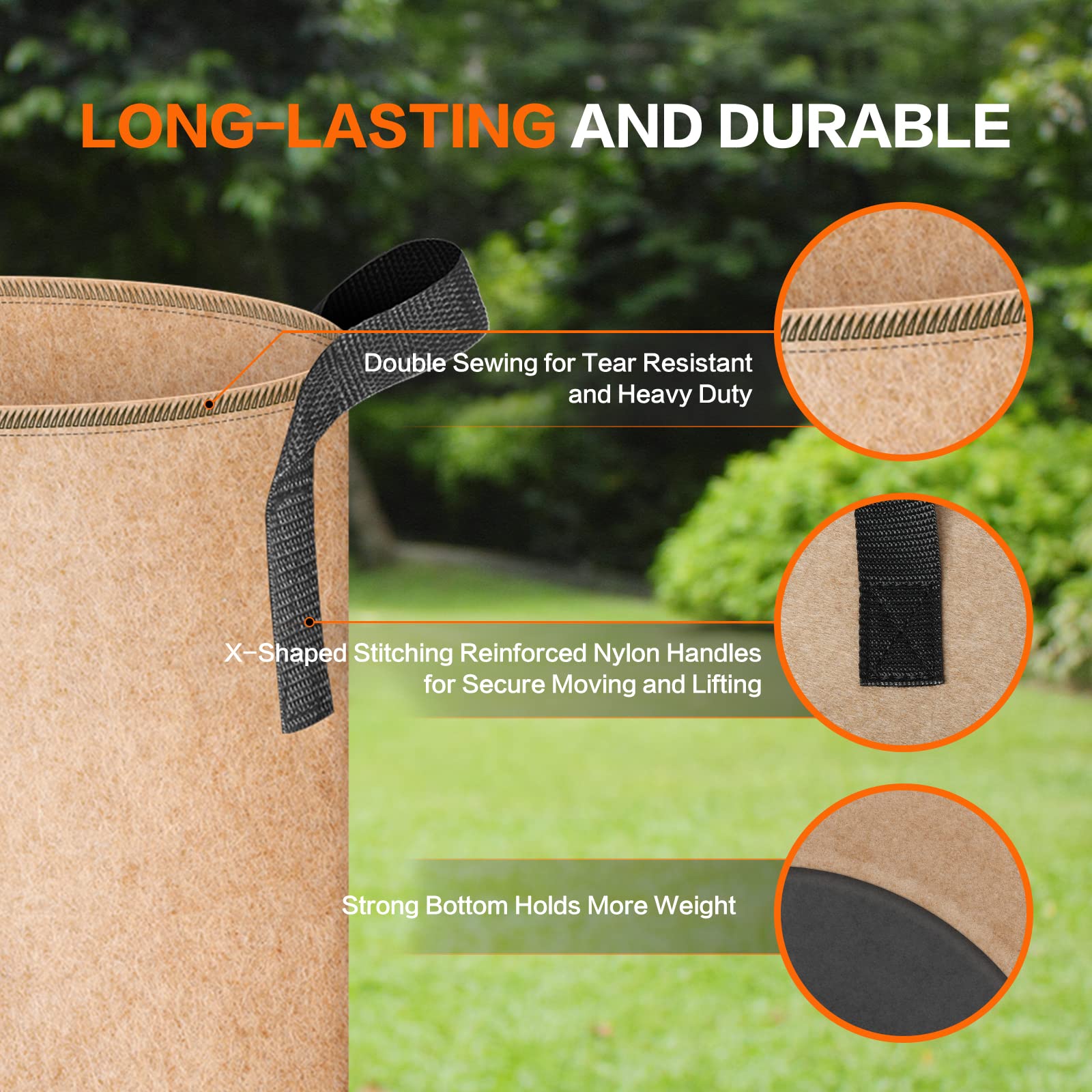 Snapklik.com : iPower Plant Grow Bag 3 Gallon 6-Pack Heavy Duty Fabric ...