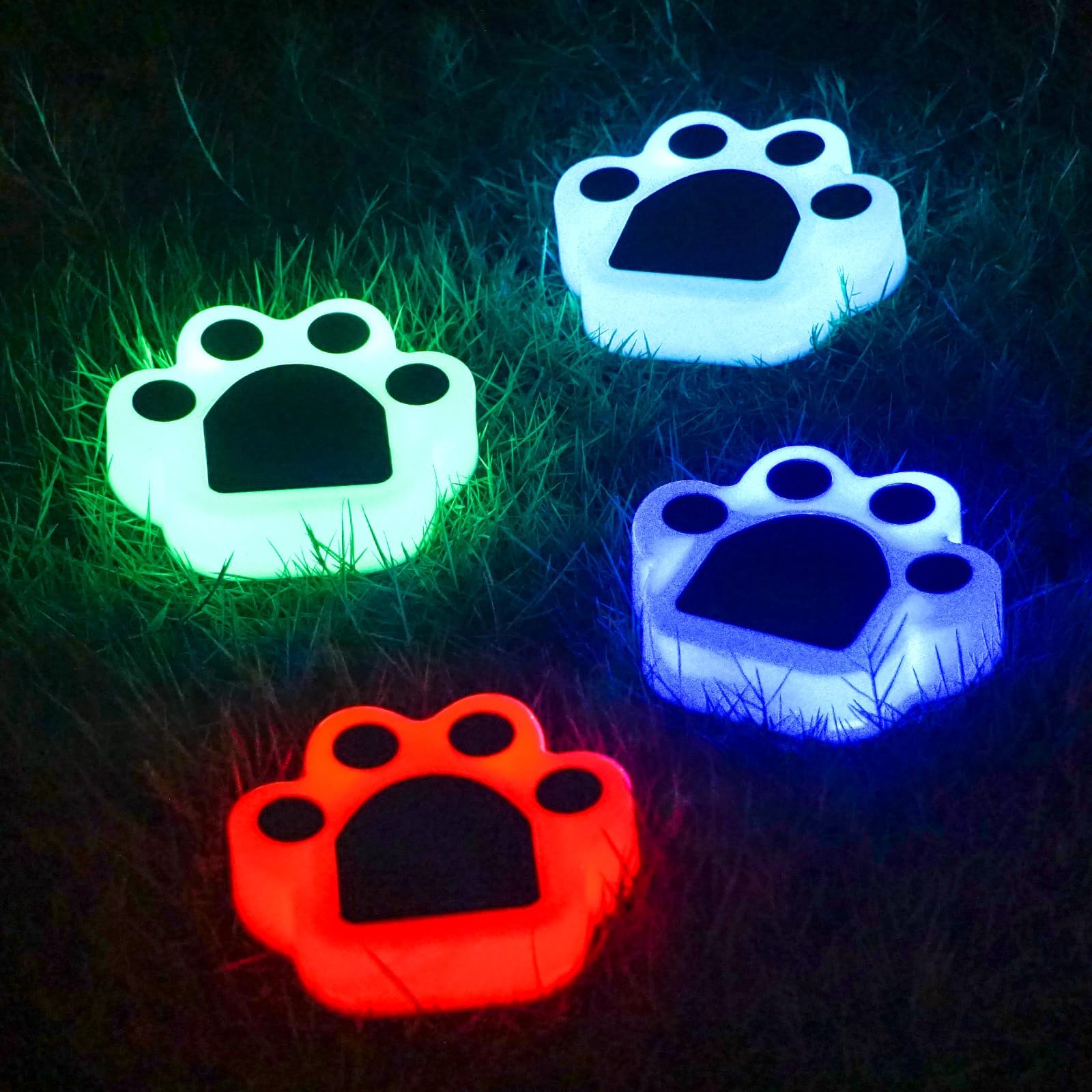 CreekFrog Paw Print Solar Lights 4 Pack,Solar Garden Light,Waterproof ...