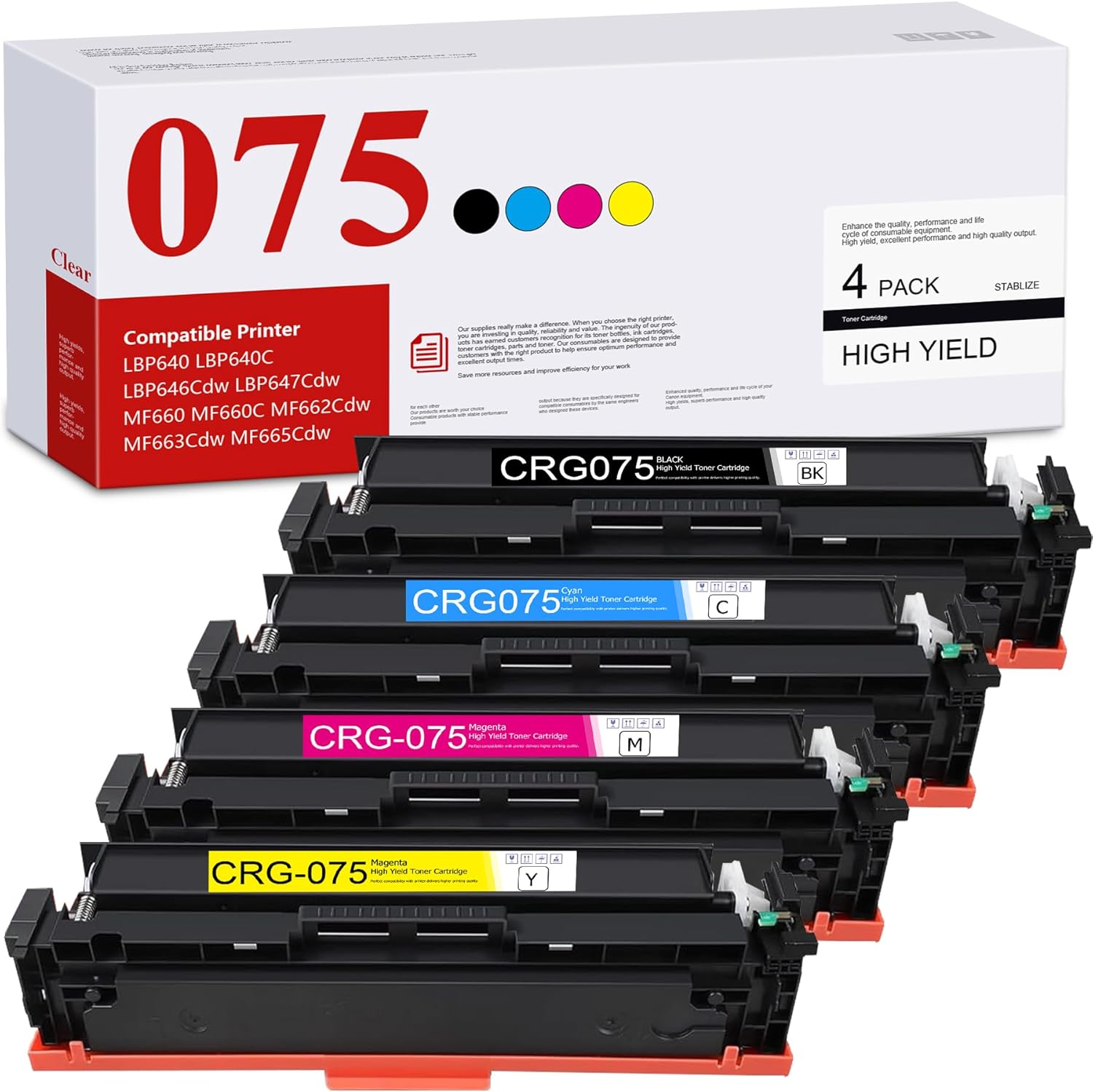 Amazon.com: BERRYSKY 075 Toner Cartridge (4-Pack,Black/Cyan/Yellow ...