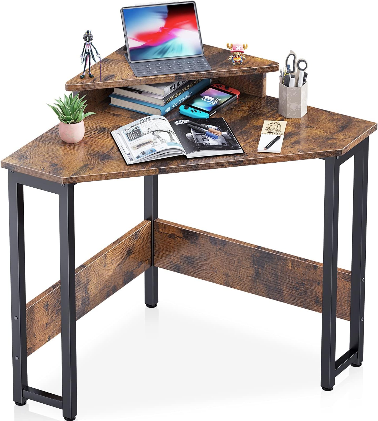 Amazon.com: Auromie Corner Desk with Charging Station & LED Light ...