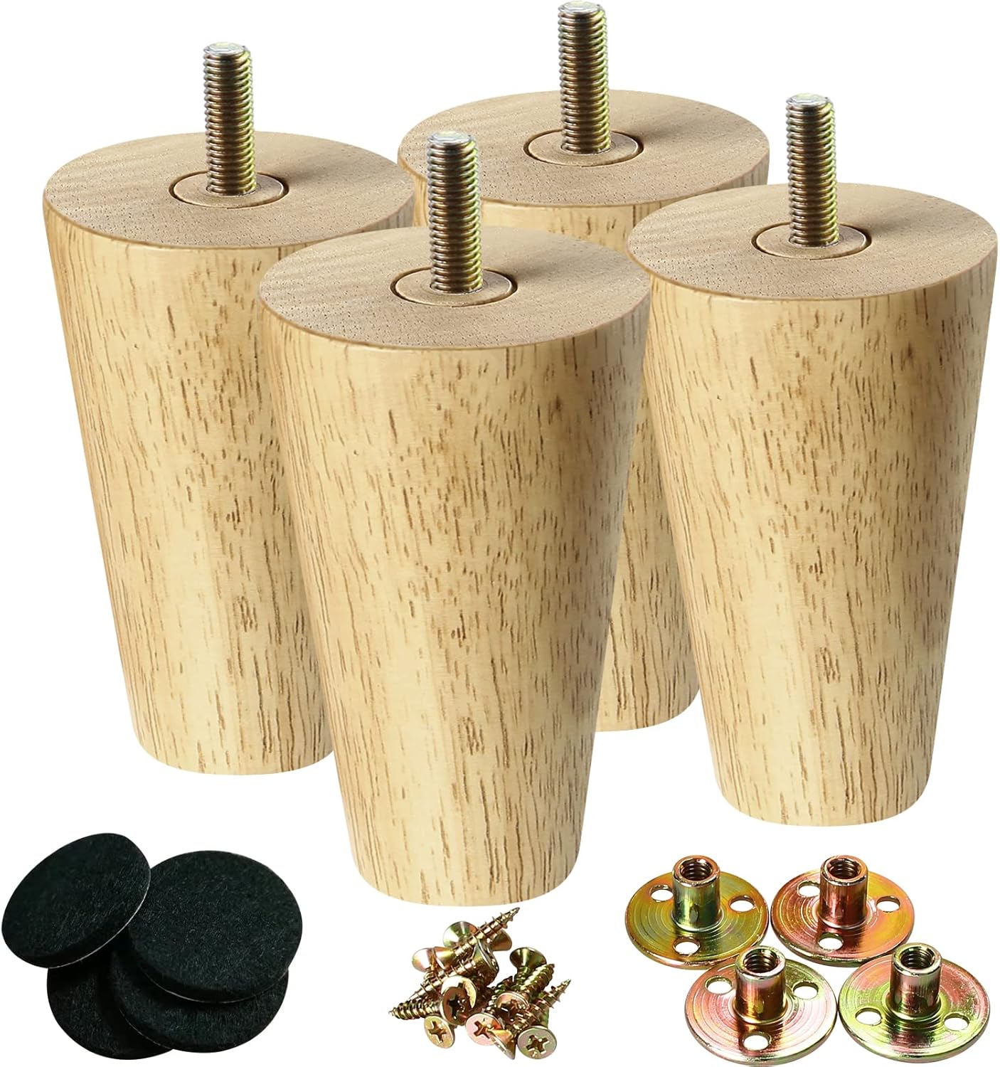 KOIKEY 10cm Wood Sofa Legs Set of 4, Solid Wooden Furniture Legs, DIY ...