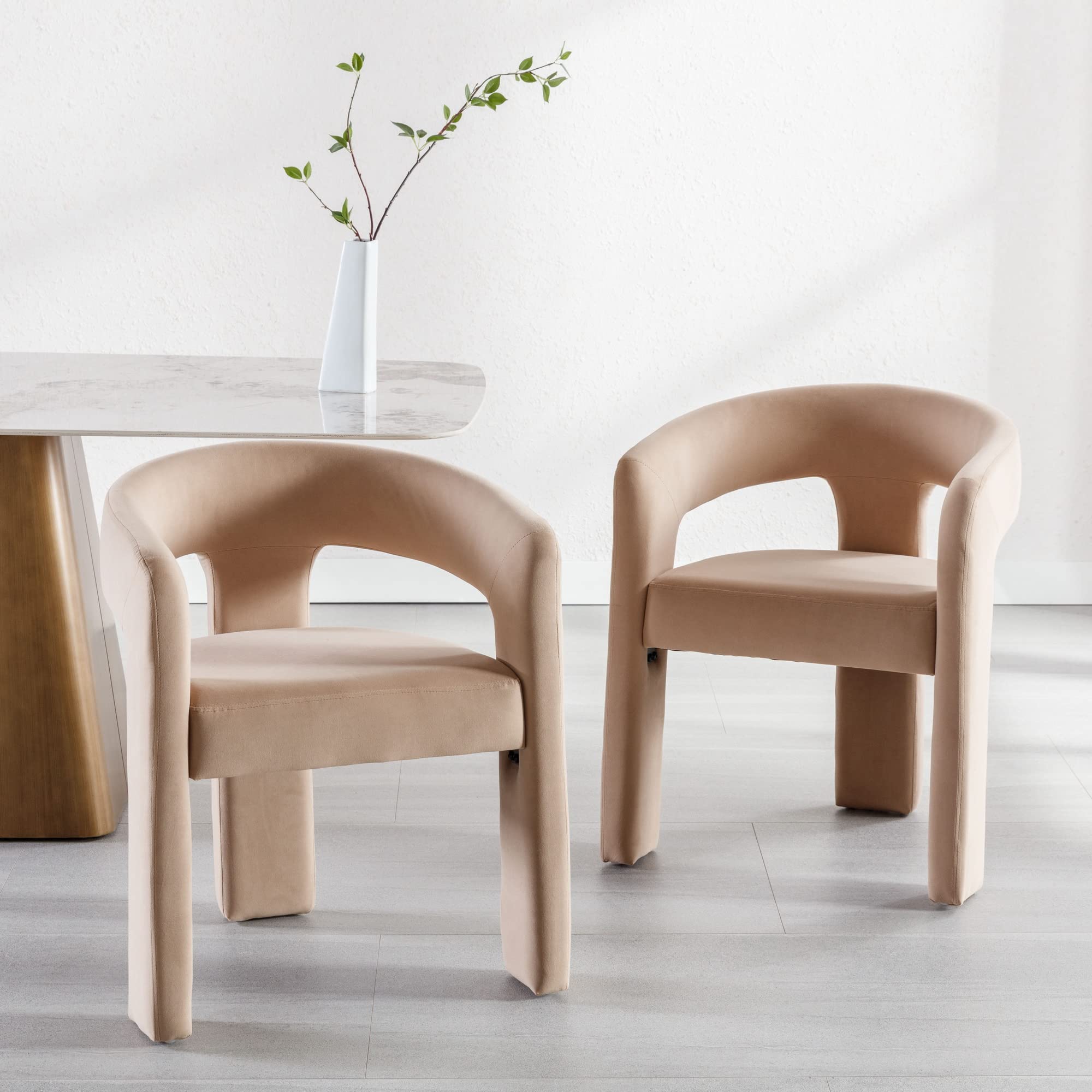 Amazon.com - BESTANO Set of 2 Modern Velvet Fabric Upholstered Dining ...