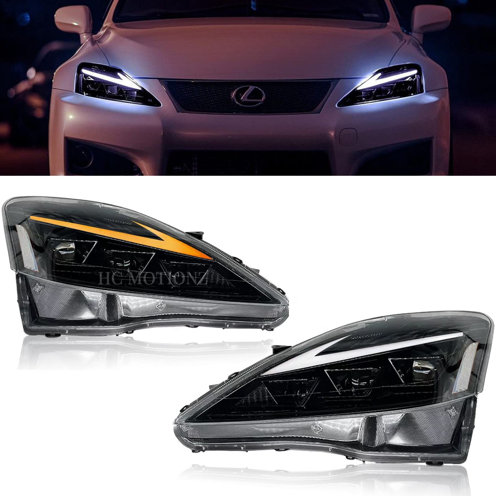 KIZASHI 店HCmotion LED Headlights Compatible with Lexus IS250 IS250C ...