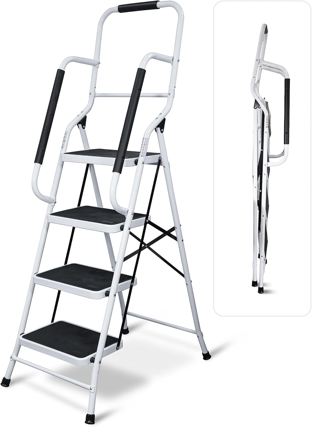 Aidapt 4 Stepladder with Dual Handrails, Folding, Space Saver, Extra ...