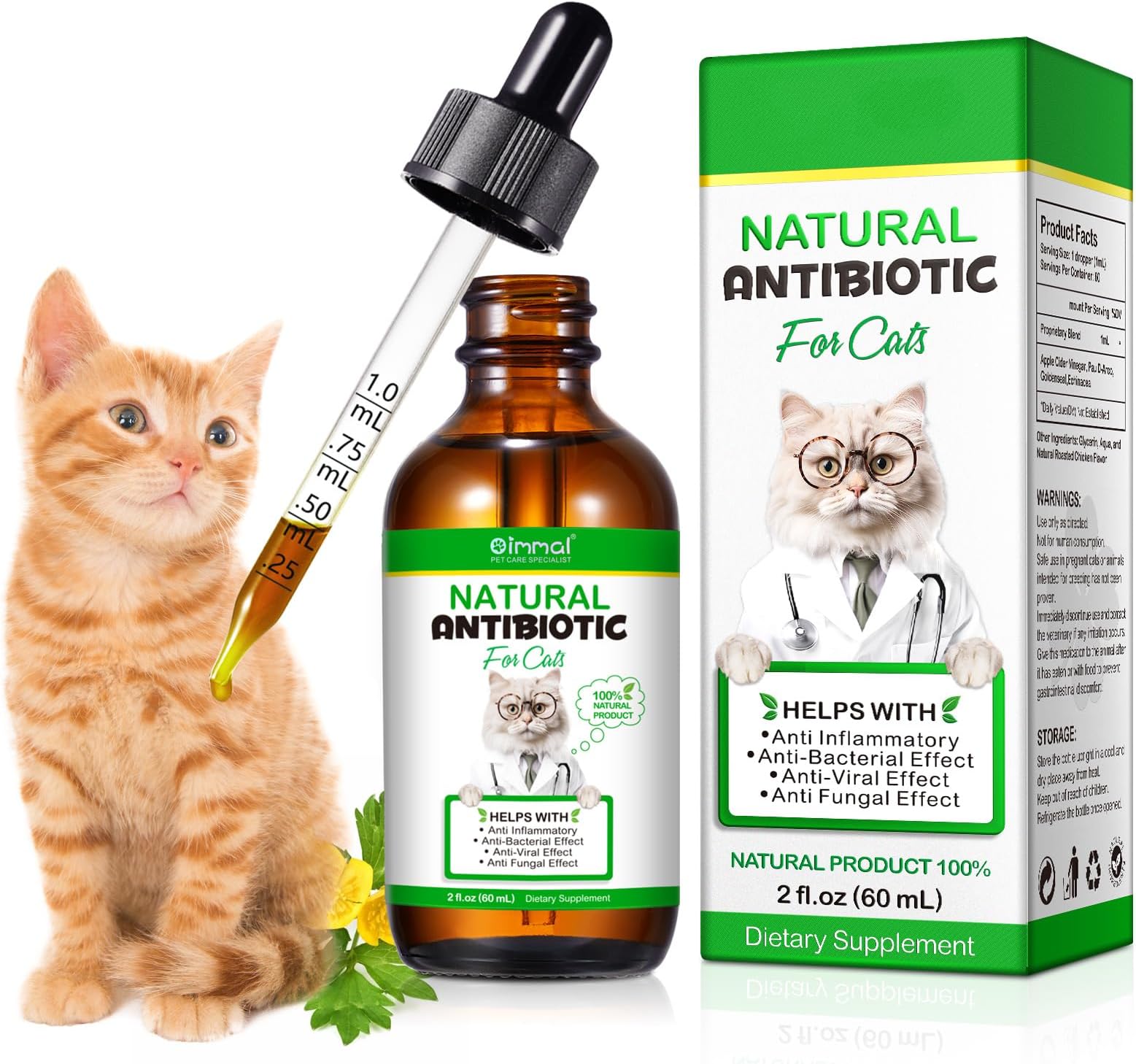 Amazon.com : Natural Antibiotics for Cats, Pet Supplements, 2 Fl Oz / 1 Pack Cats Multivitamin ...