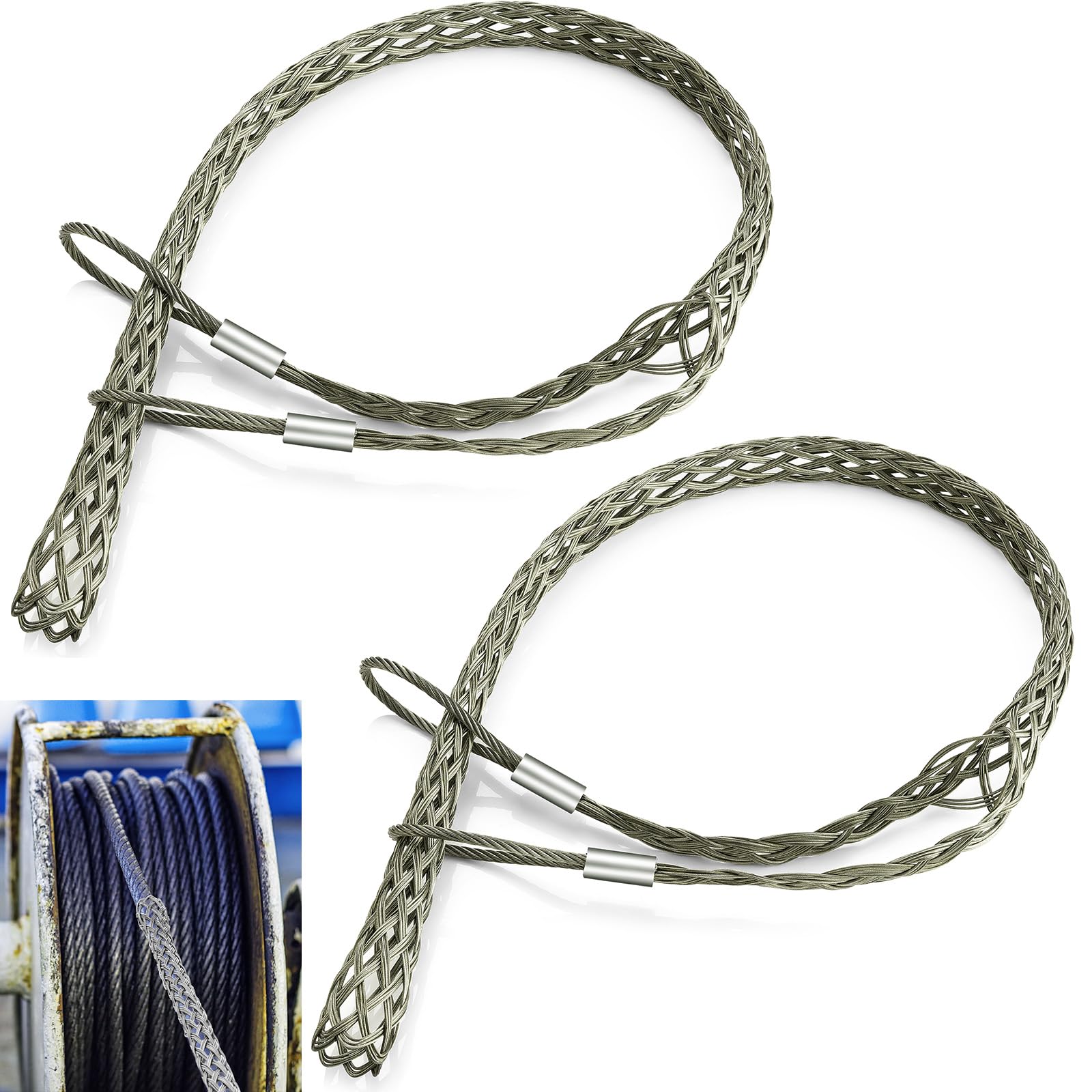 Gisafai 2 Pcs 37-50mm Heavy Wire Cable Mesh Pulling Grip Double Head ...