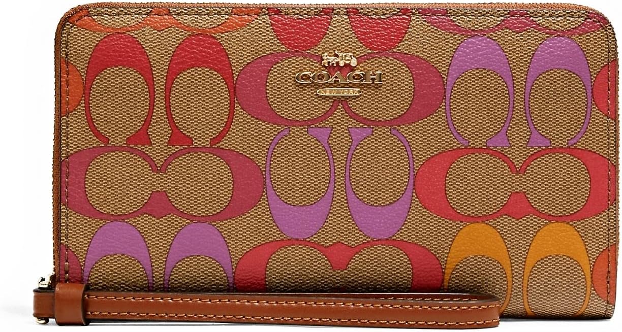 Amazon.com: Coach WOMENS Large Phone Wallet In Rainbow Signature Canvas ...