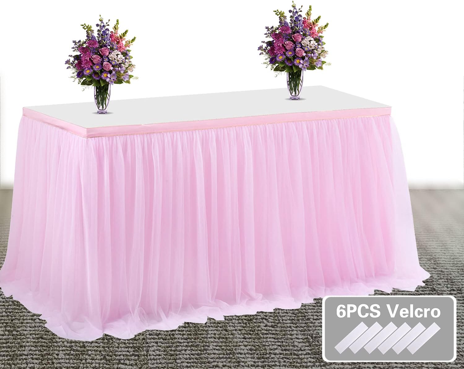 Pink Tulle Table Skirt for Birthday Party 9FT Rectangle or Round Tables ...