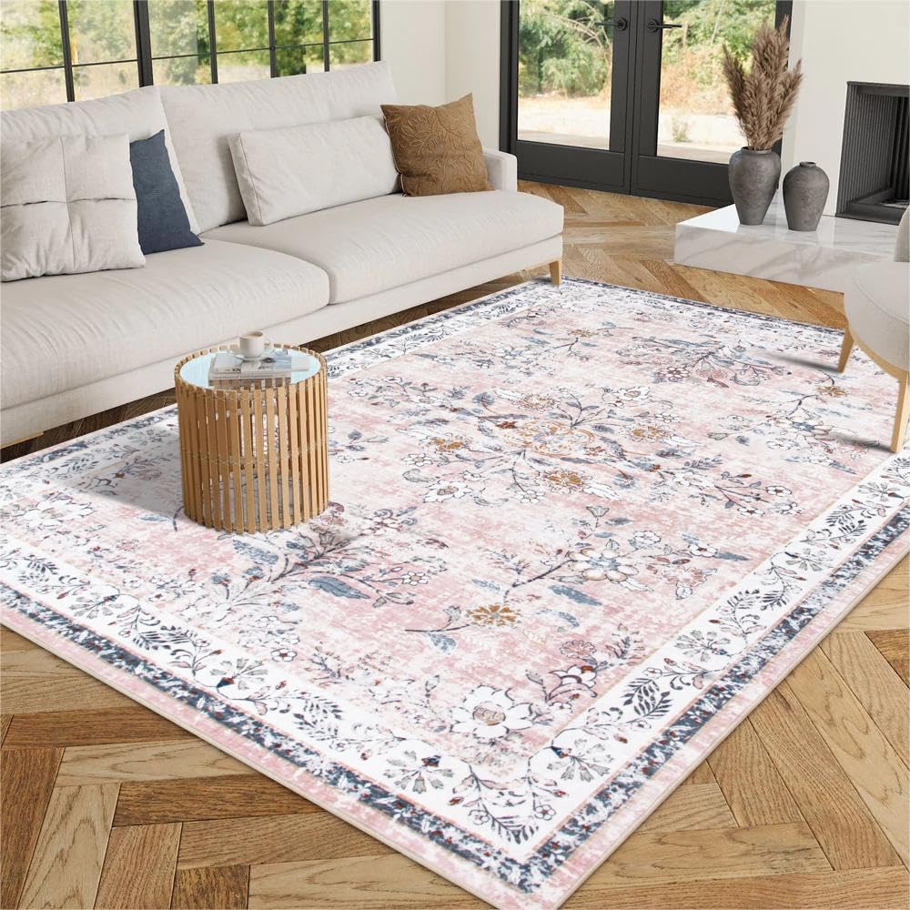 Amazon.com: LIVEBOX Machine Washable 5x7 Rug, Pink Rugs for Bedroom ...