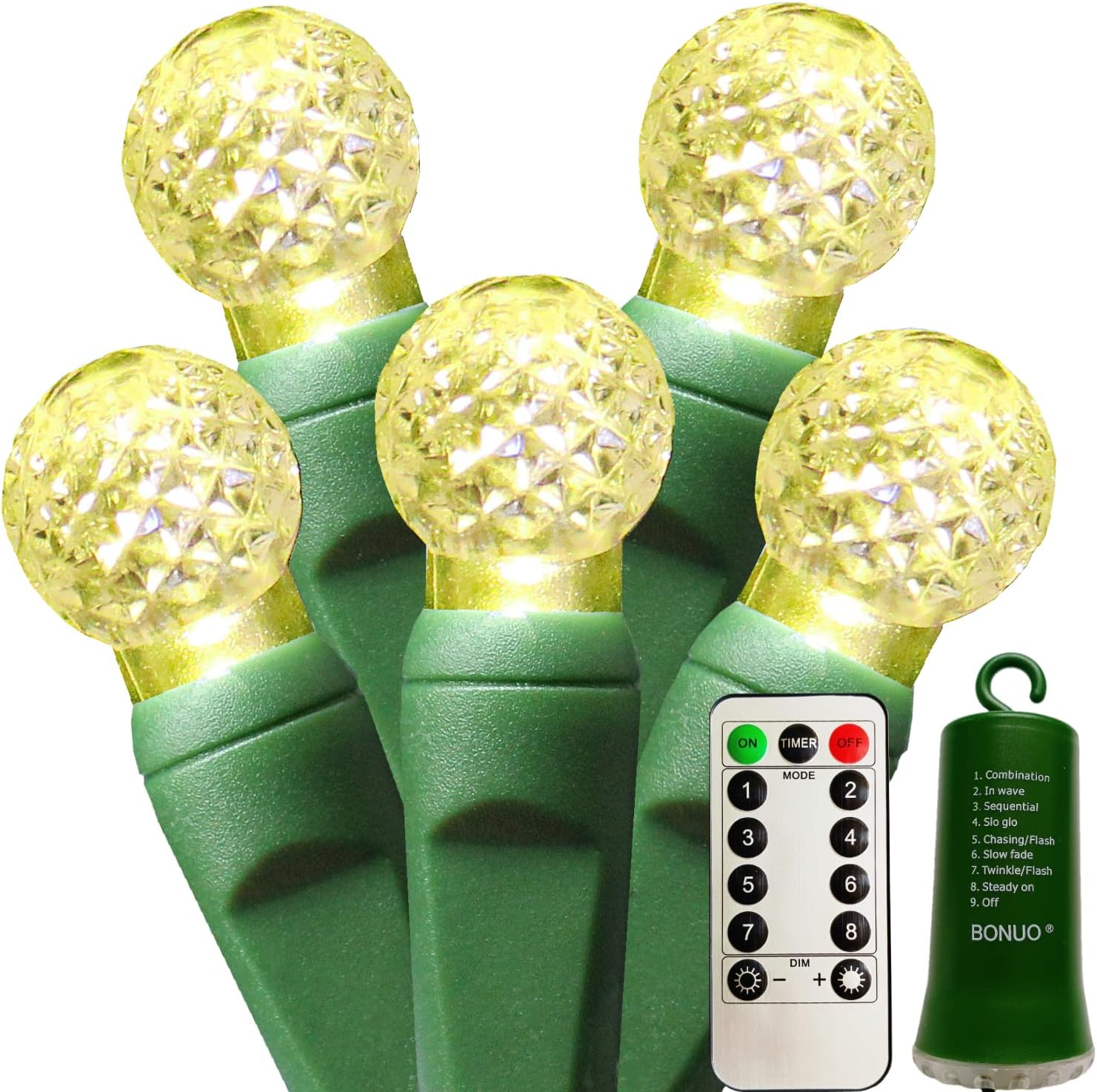 BONUO Battery Operated Christmas Lights, 16FT 50 LED G12 String Light ...
