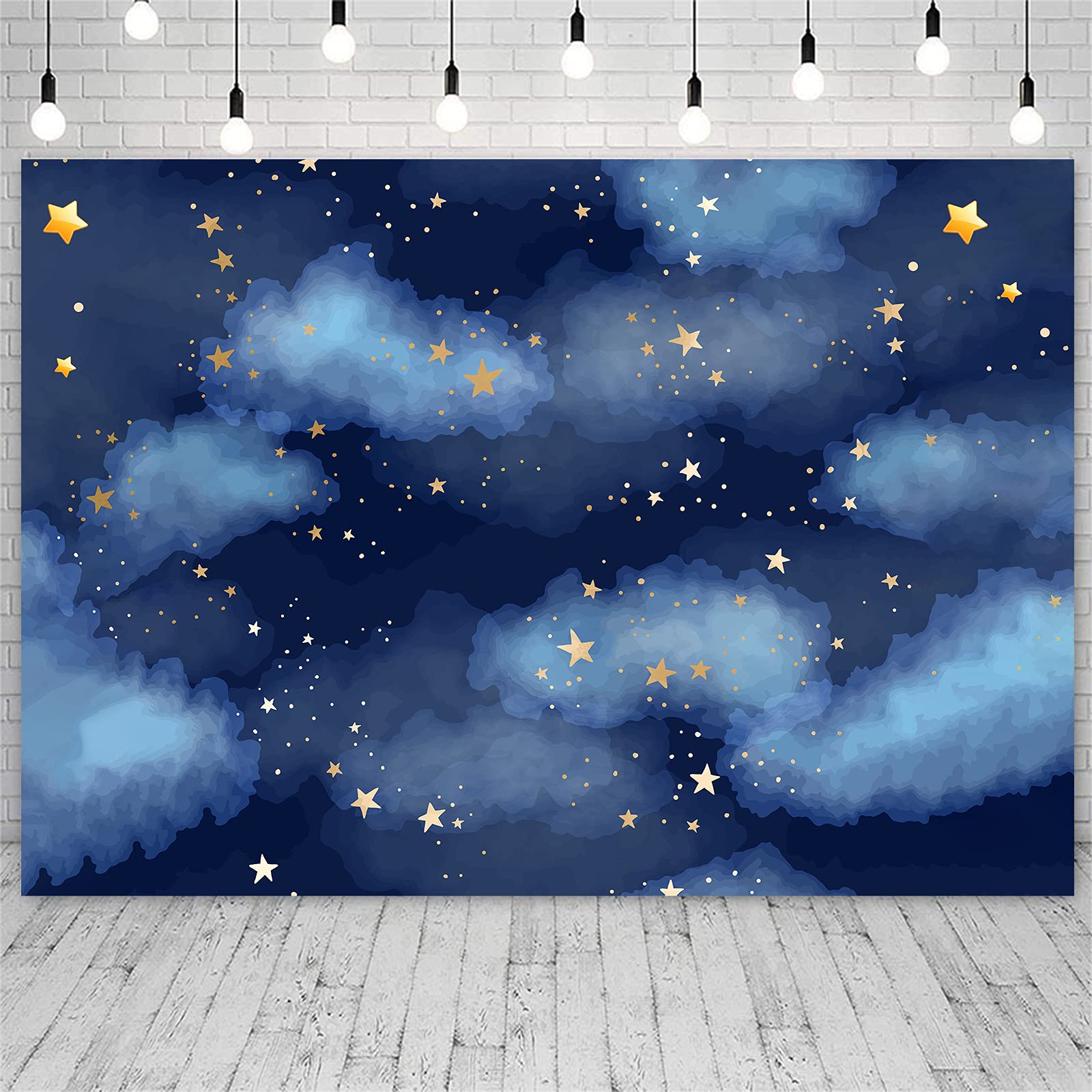 Buy Golden Stars Backdrop le le Little Star Background Flash Stars Blue ...