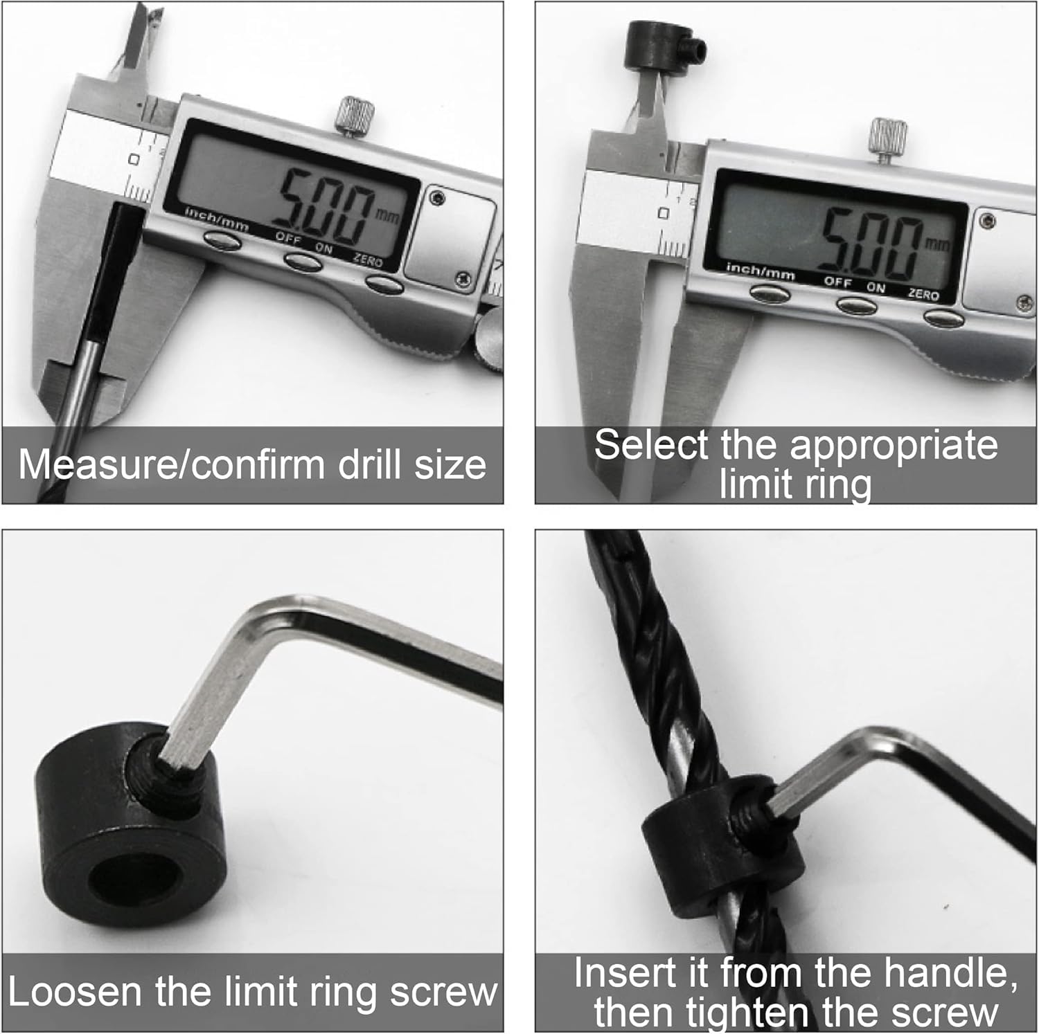 2 Piece Drill Stop Collars Drill Bit Stop Collar Kit - 16PC Set With ...