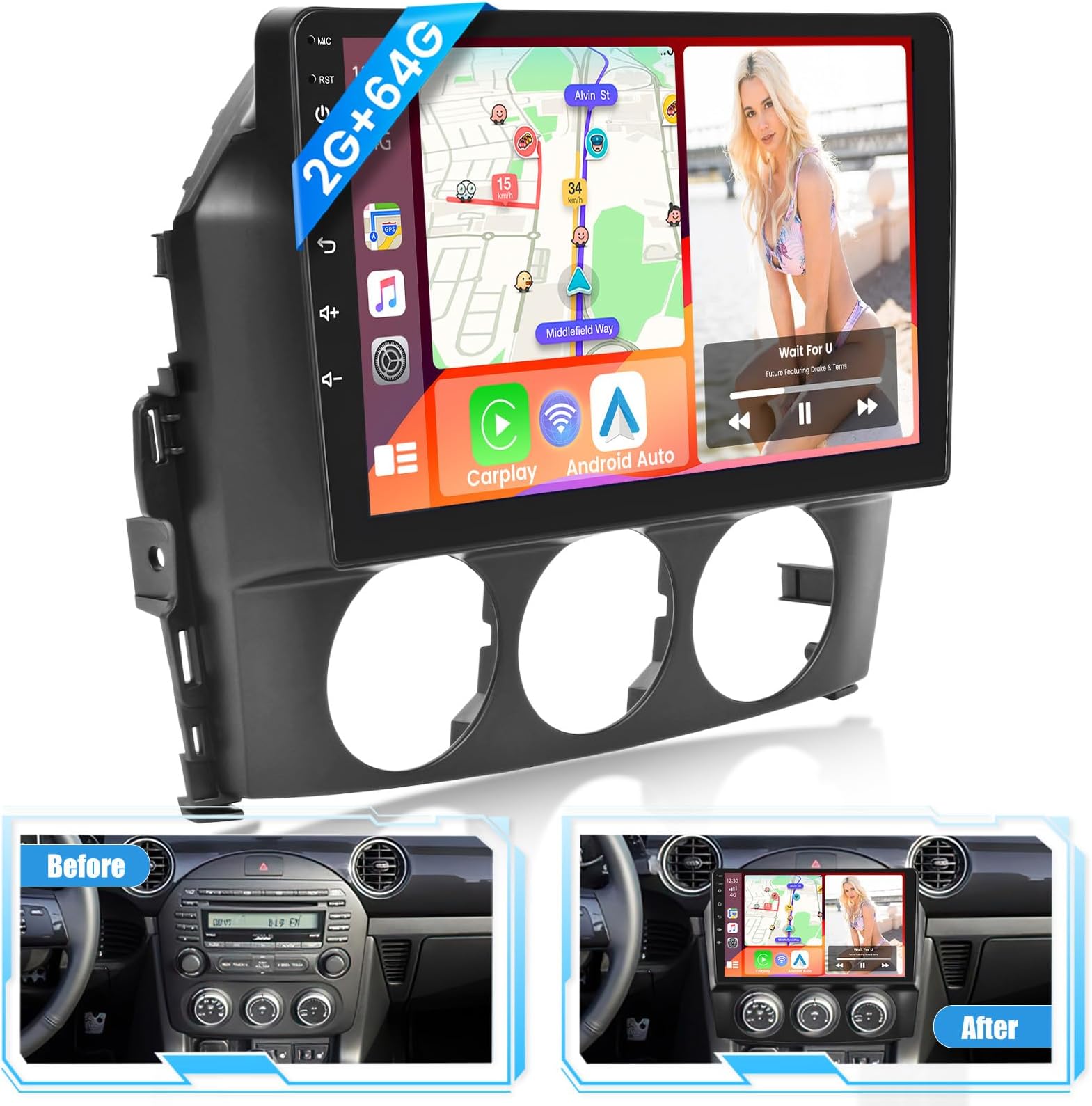 Amazon.com: Car Radio for Mazda MX-5 Miata 2009-2015, Car Stereo ...