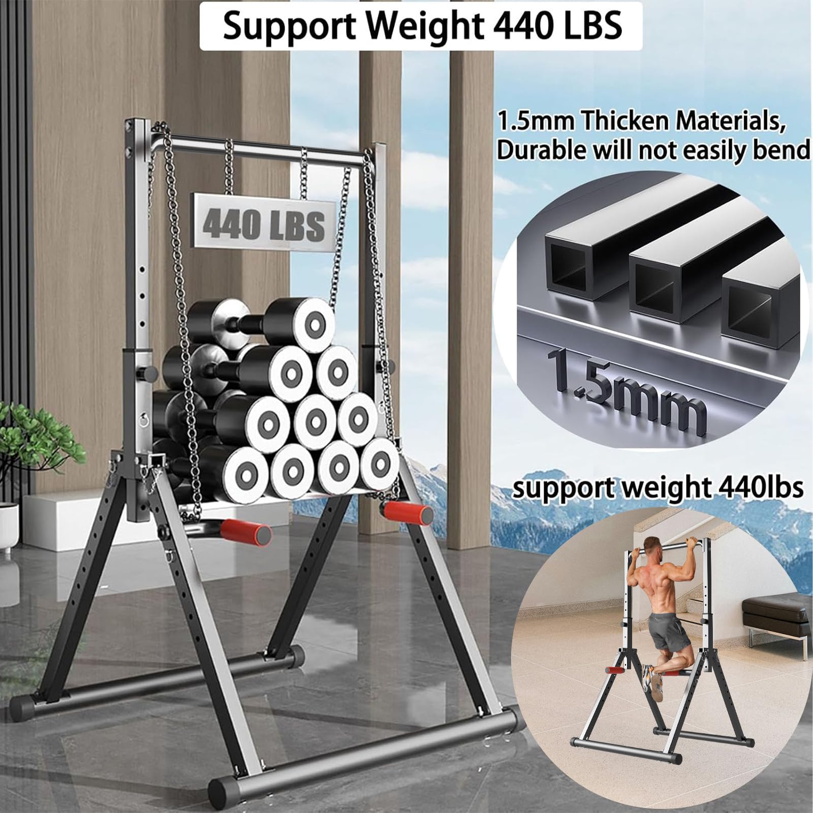 Snapklik.com : Foldable Power Tower Pull Up Bar Station Dip Bar Station ...