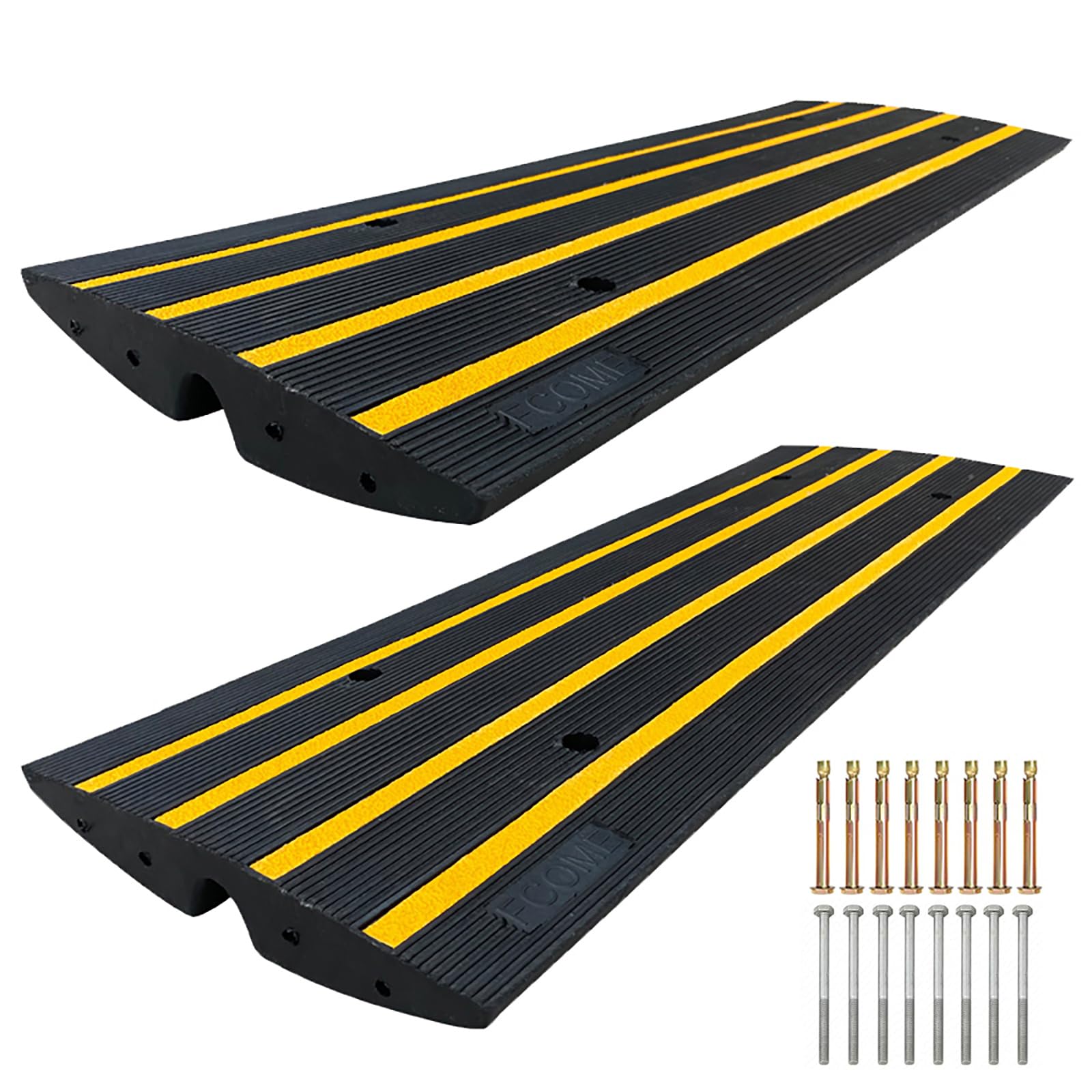 FCOME 2 Pack Rubber Heavy Duty 66139lbs Capacity Car Ramp, Rubber ...