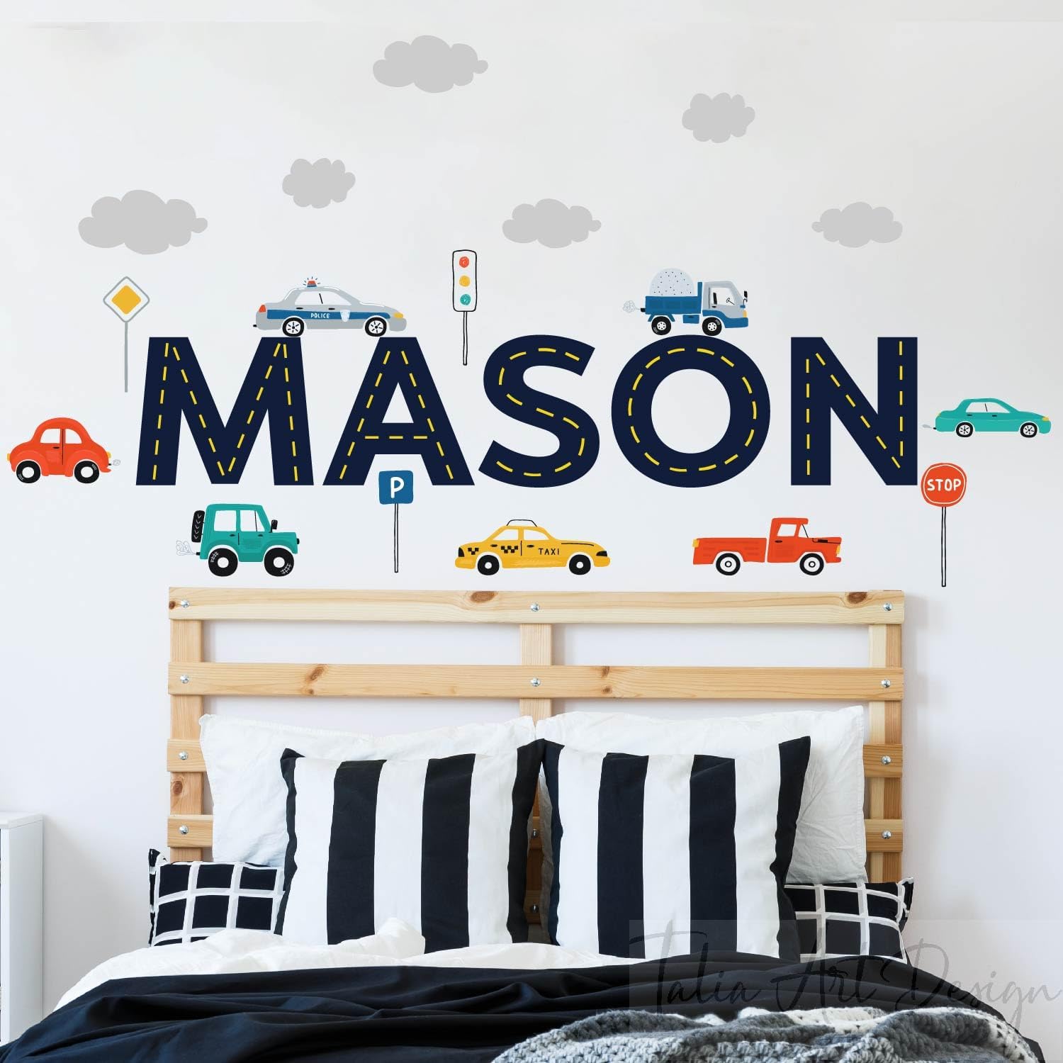 Amazon.com: Personalized Name Wall Decals with Cute Construction ...