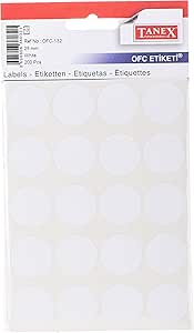 TANEX ROUND ADHESIVE LABELS 25MM 20X10 LABELS WHITE, TANOFC132: Buy ...