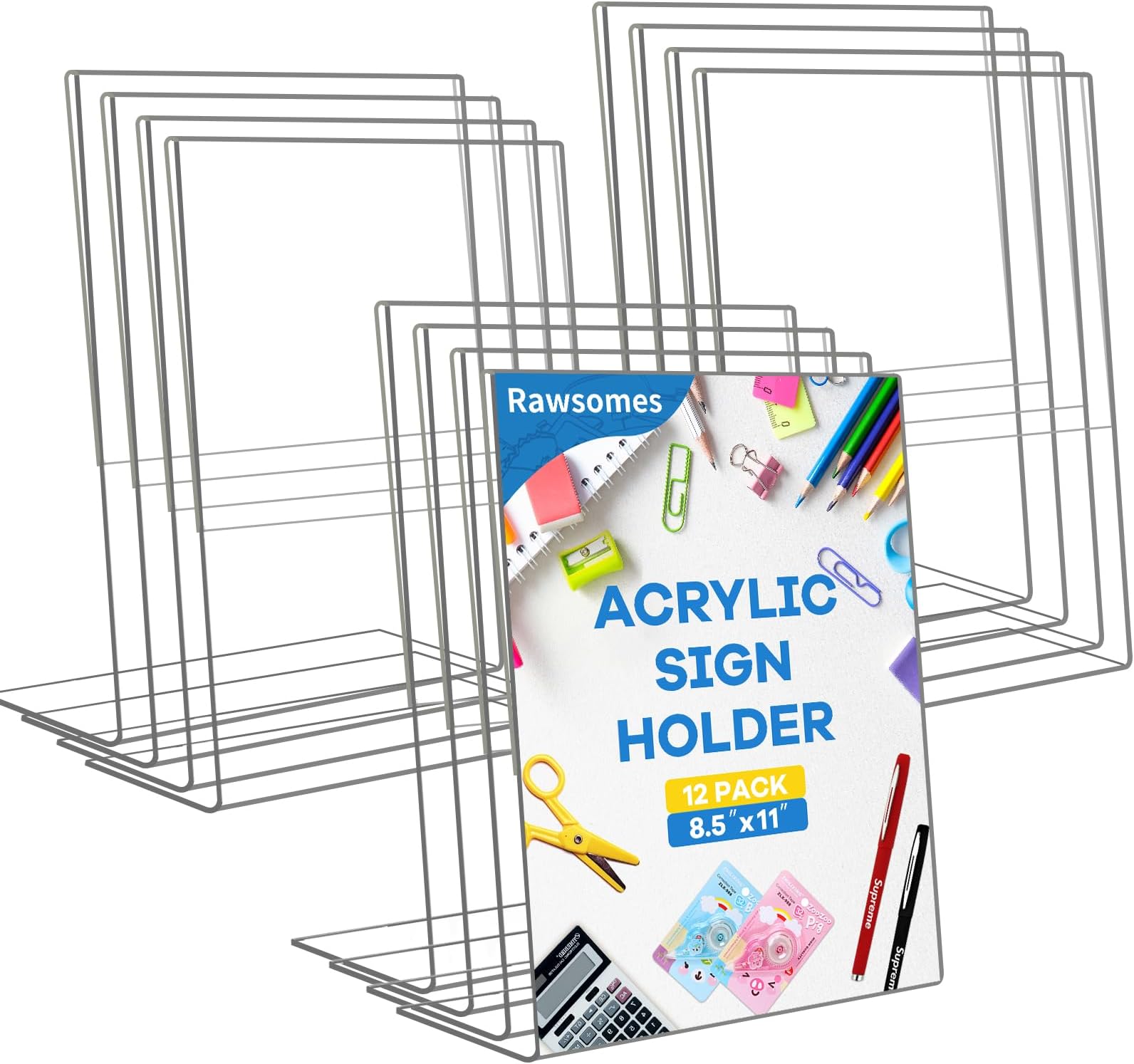 Amazon.com: Rawsomes Acrylic Sign Holders 8.5x11'' Clear Display Stand ...