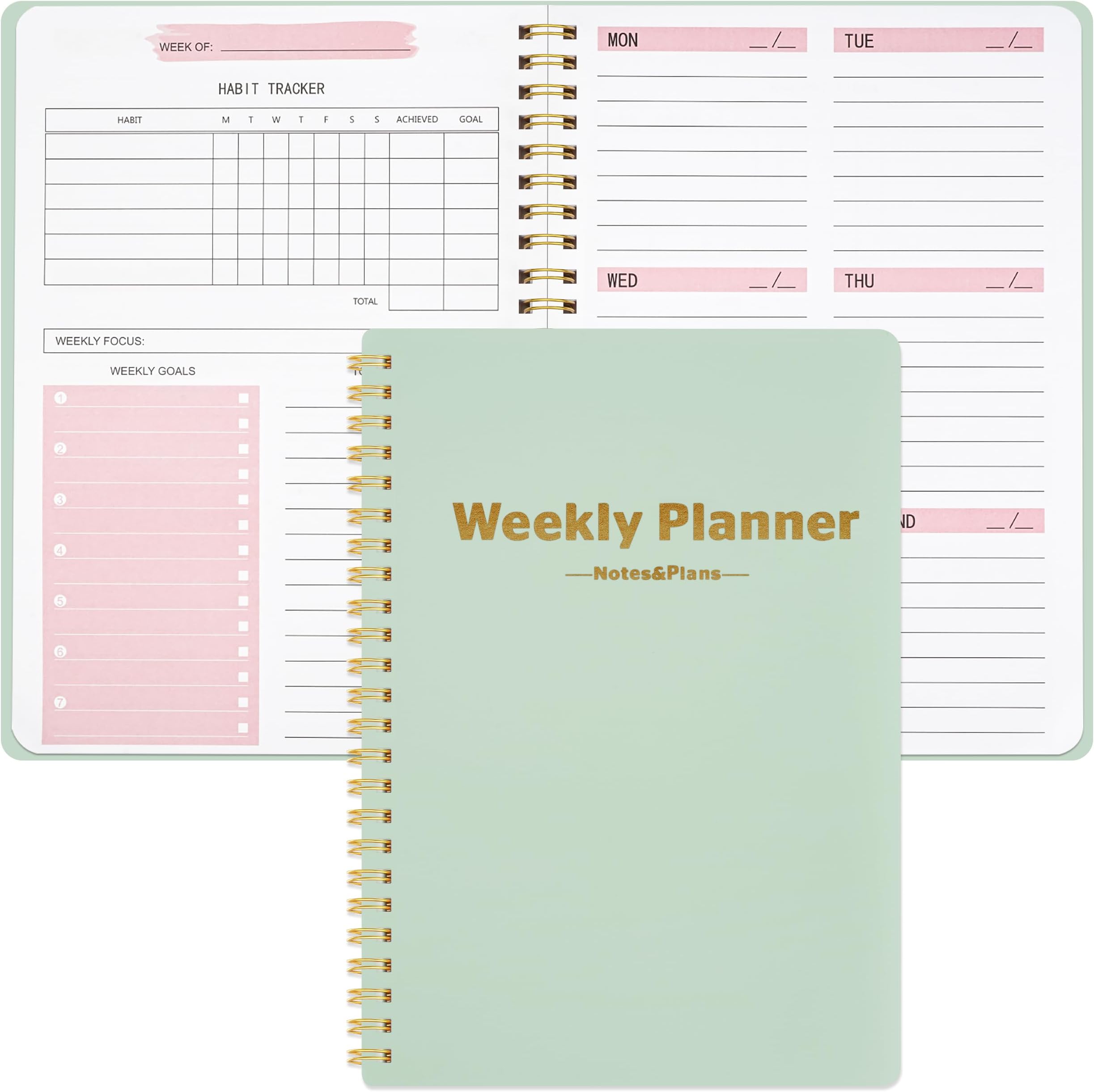 Amazon.com : Undated Weekly Planner, Weekly Goals Notebook, A5 To Do ...