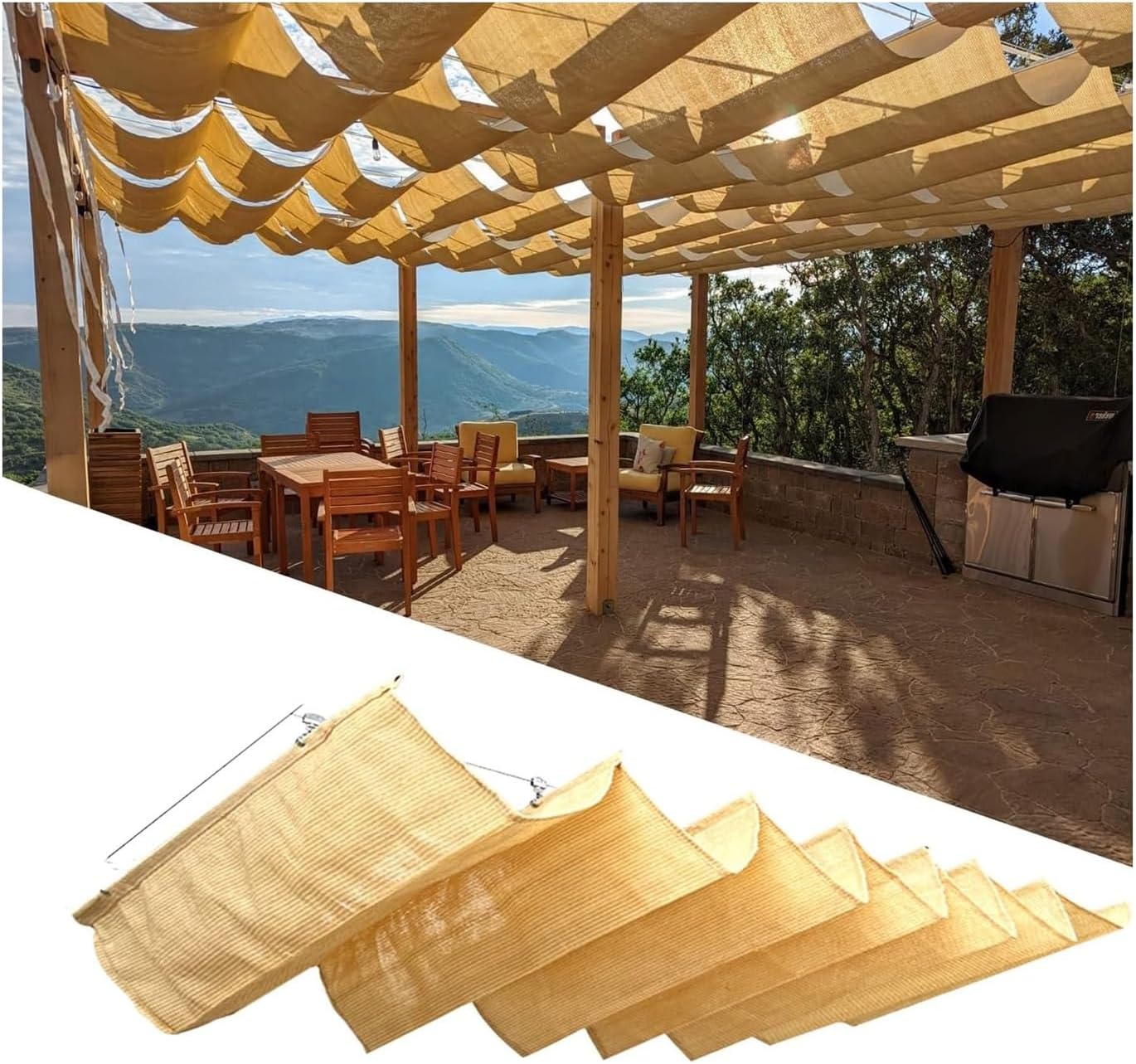 Wave Canopy Awning,Outdoor Retractable Pergola Canopy Shade Cover ...