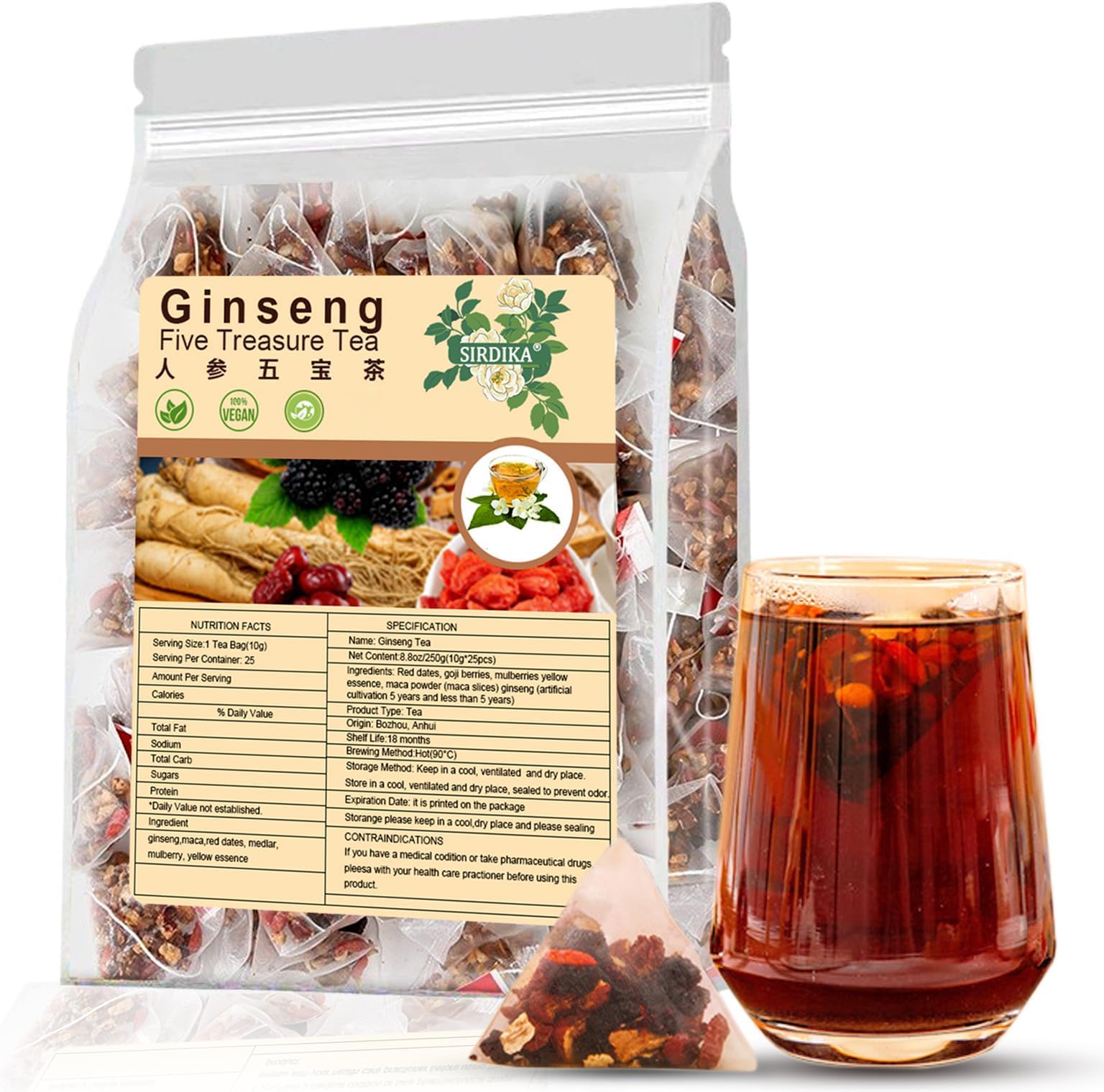 Amazon.com : Ginseng Polygonatum Eucommia Male Flower Tea, 16 ...