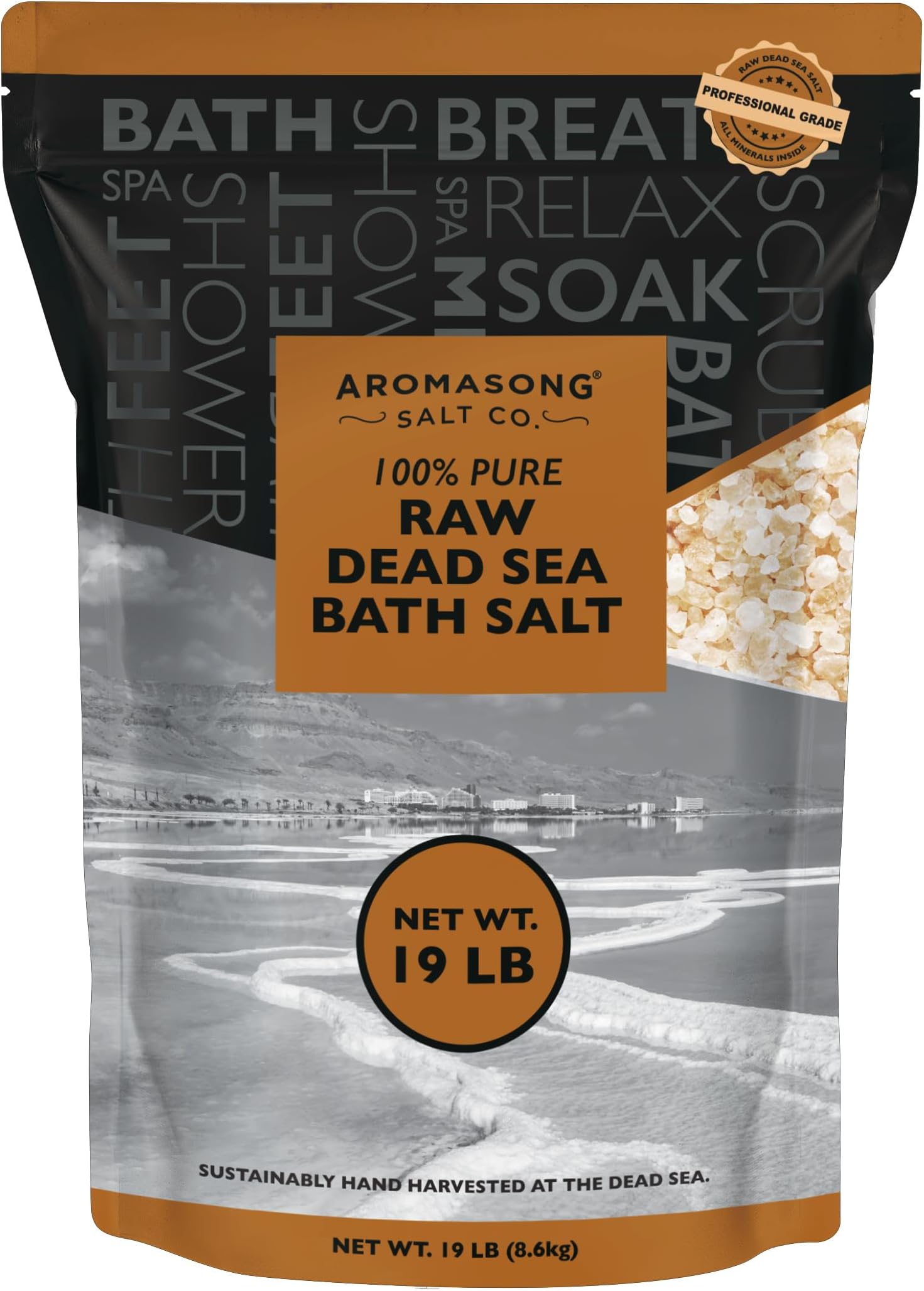 Amazon.com : LA SALT CO 1400 Below 5 Lbs Jar Dead Sea Salt, Fine Grain ...