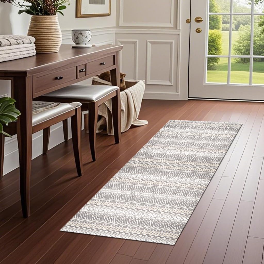 Amazon.com: Boho Hallway Runner - 2'x6', Black Cream Hand-Woven ...