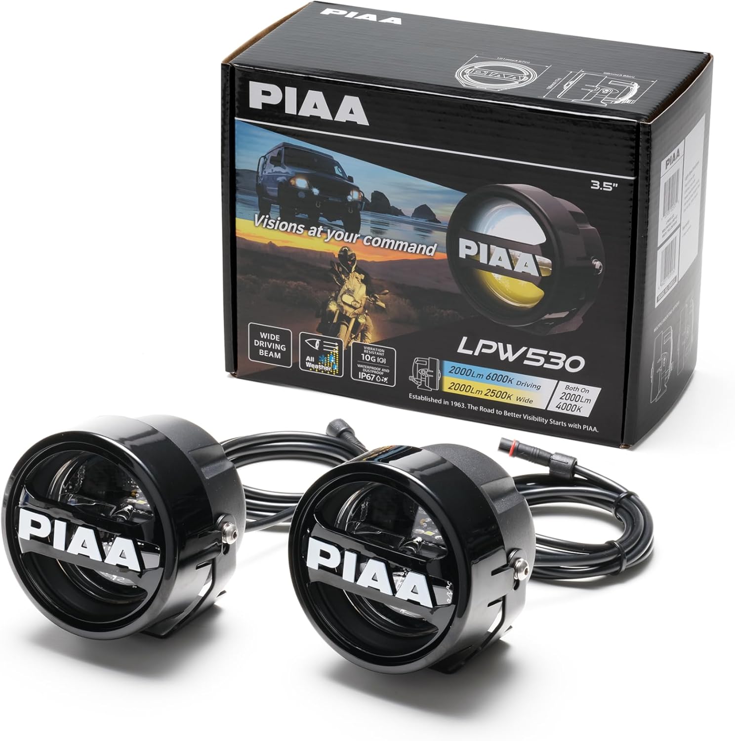 Amazon | PIAA(ピア) 後付けランプ LED 白色_6000K/黄色_2500K 【LPW530シリーズ】 12V 20W (DRV/WIDE/DRV+WIDE の3種類の配光 ...