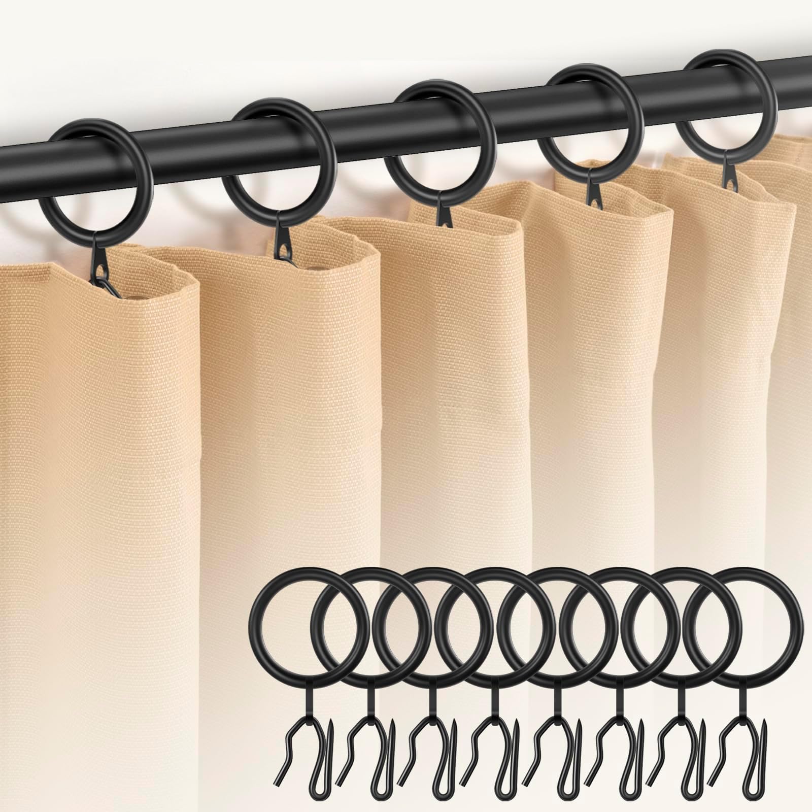 Amazon.com: 60 Pieces Metal Drapery Curtain Rings Curtain Hanging Rings ...