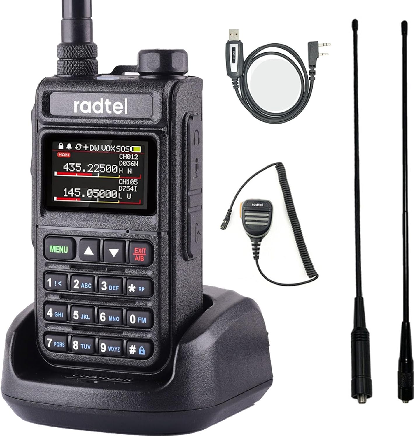 Amazon.com: Radtel Rt-890 Radio+Programming Cable+Speaker Mic+Aviation ...