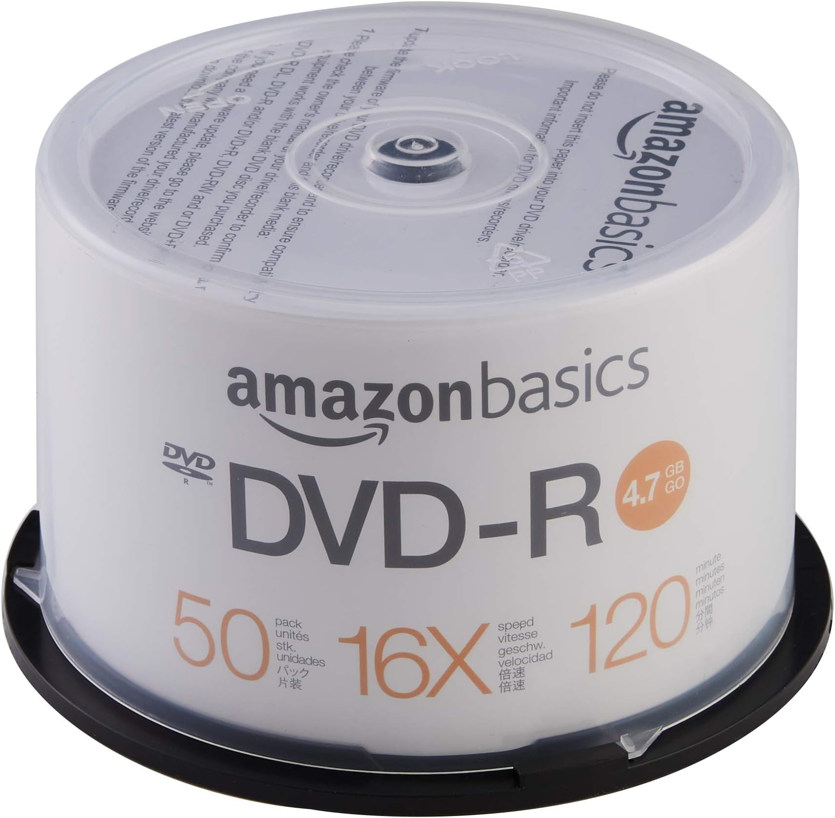 Amazon.com: Amazon Basics 4.7 GB blank 16x DVD+R - 50 Pack Spindle ...