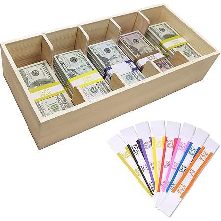 Amazon.com: Mczxon Wooden Currency Money Cash Tray With 300 Currency ...