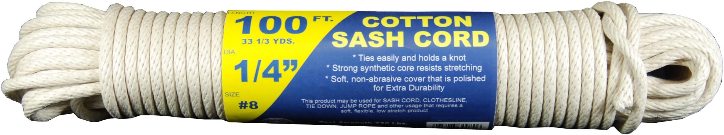 T.W Evans Cordage 46-083 Number-8 1/4-Inch Buffalo Cotton Sash Cord 50 ...