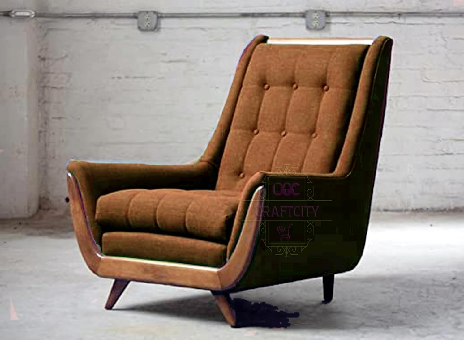 CRAFTCITY Mid Century Modern Lounge Chair Arm Chair Cushioned Lounge ...