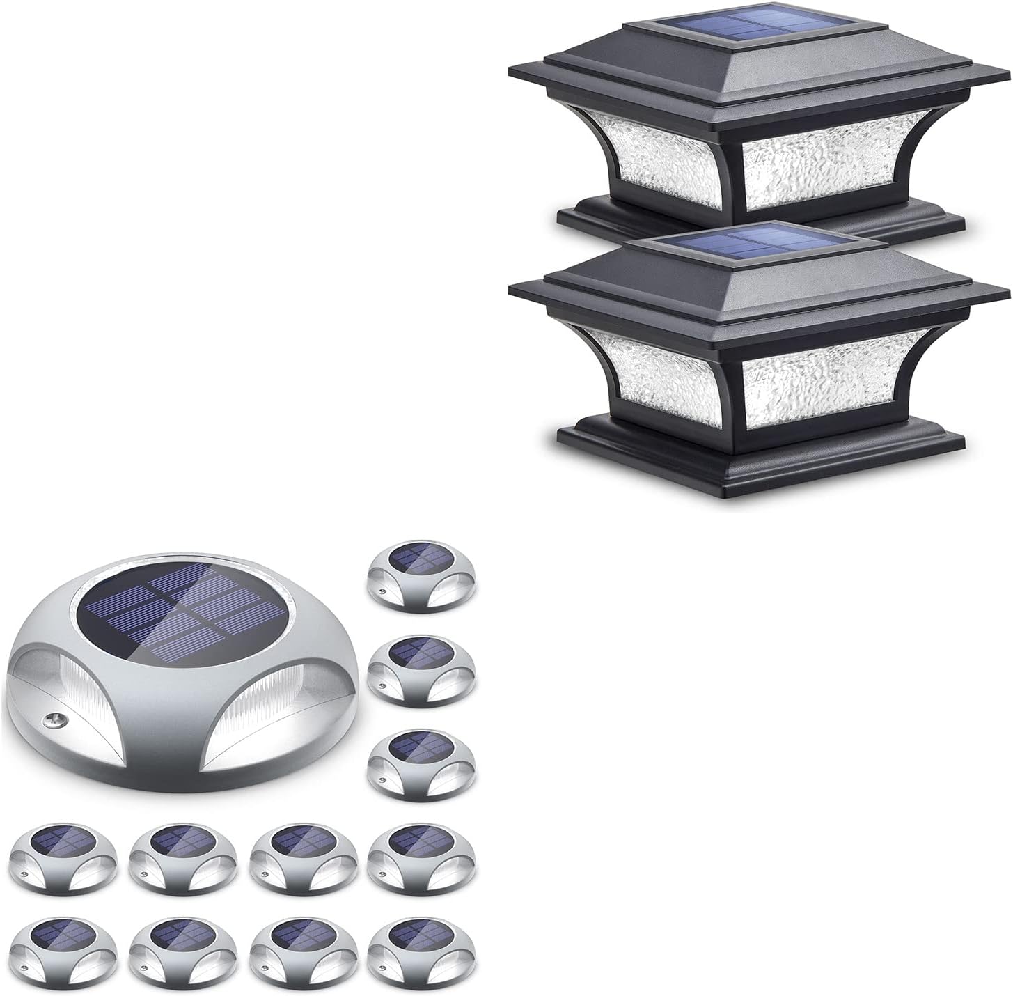 SIEDiNLAR Solar Post Cap Lights & Solar Deck Driveway Lights 2 Modes ...