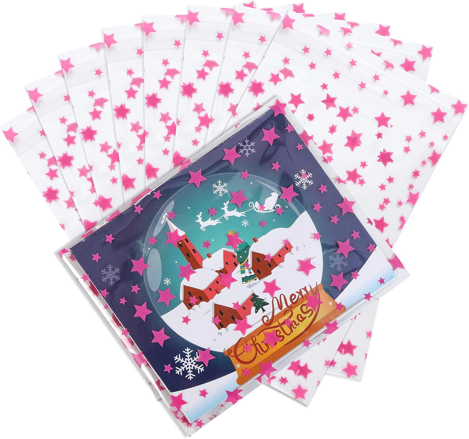 Amazon.com: COQOFA 100 Pcs Star Printed Sealable Gift Wrap Cello ...