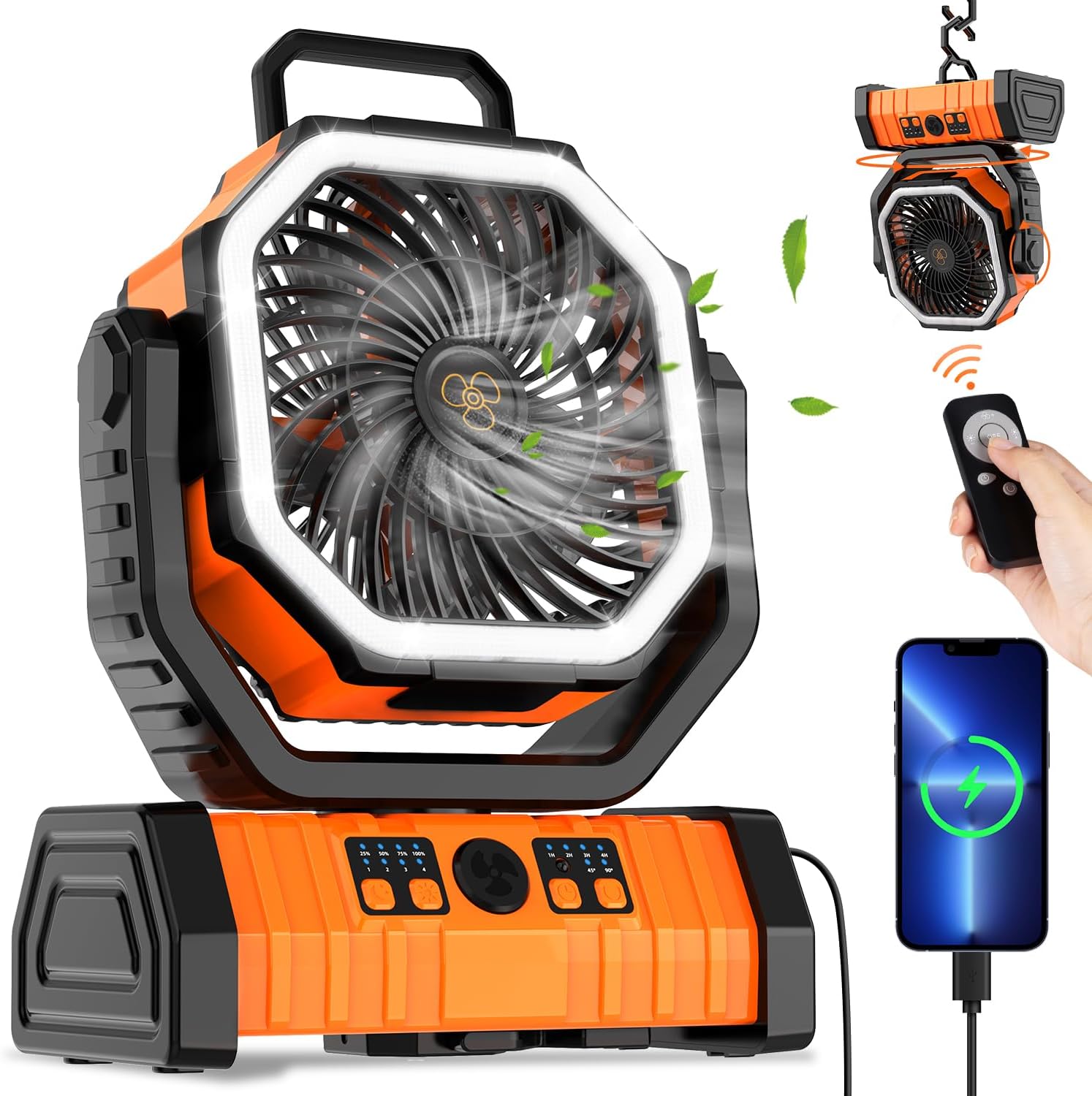 Amazon.com: Camping Fan Rechargeable, 20000mAh Large Battery Powered ...