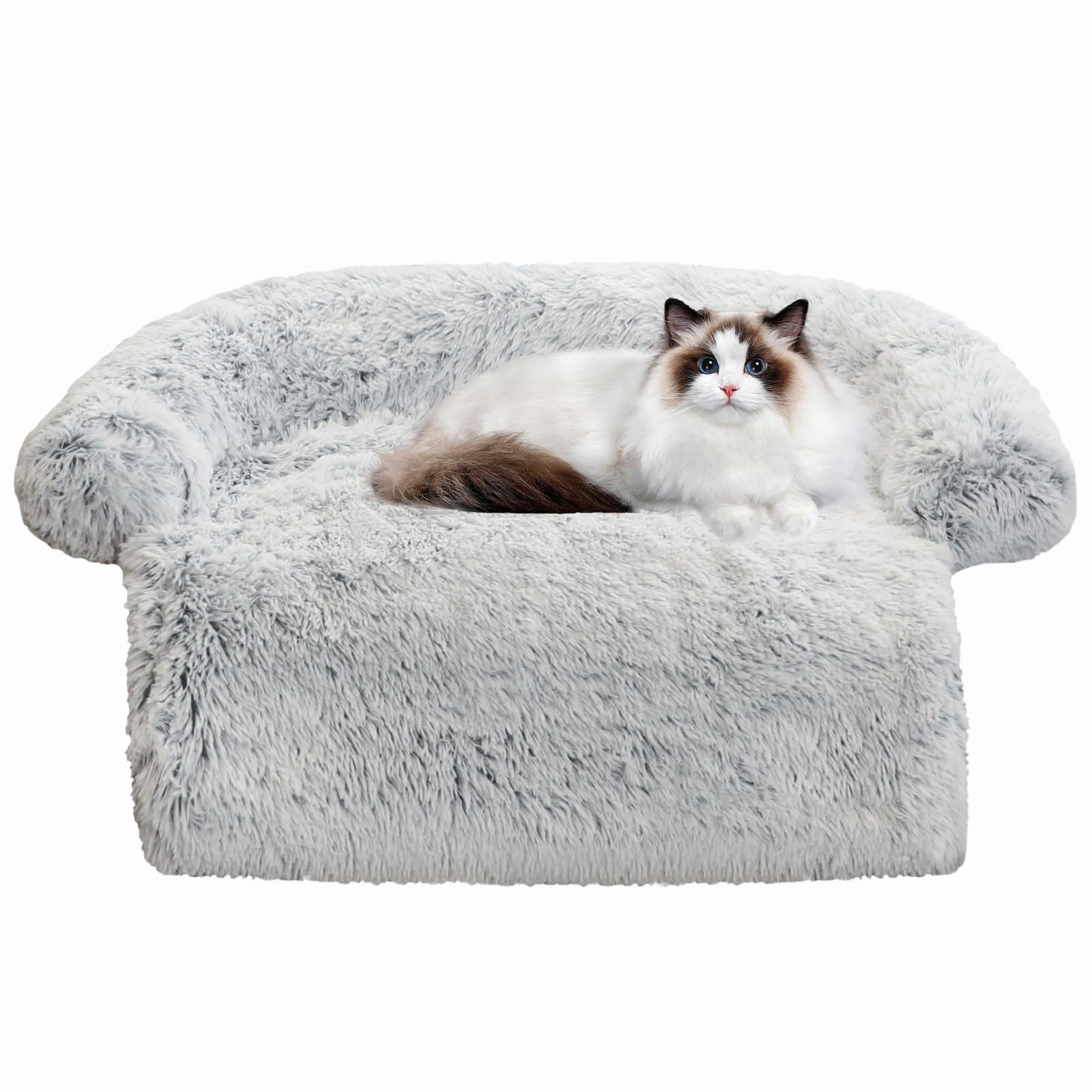 Amazon.com : Calming Dog Bed Fluffy Plush Dog Mat for Furniture Protector with Removable ...